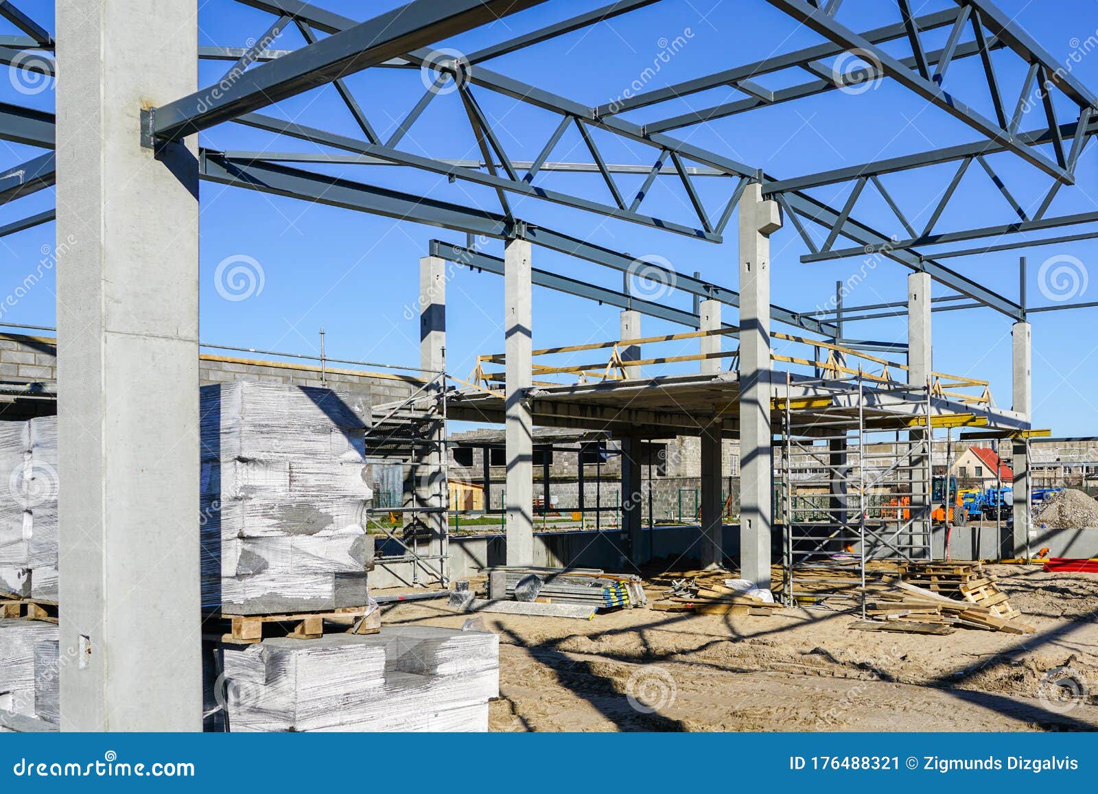 The Steel Frame of a Building Under Construction Stock Image - Image of ...
