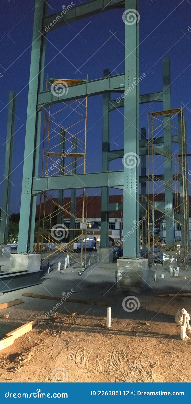 Steel Frame Construction of Skyscrapers Columns and Beams Stock Photo ...