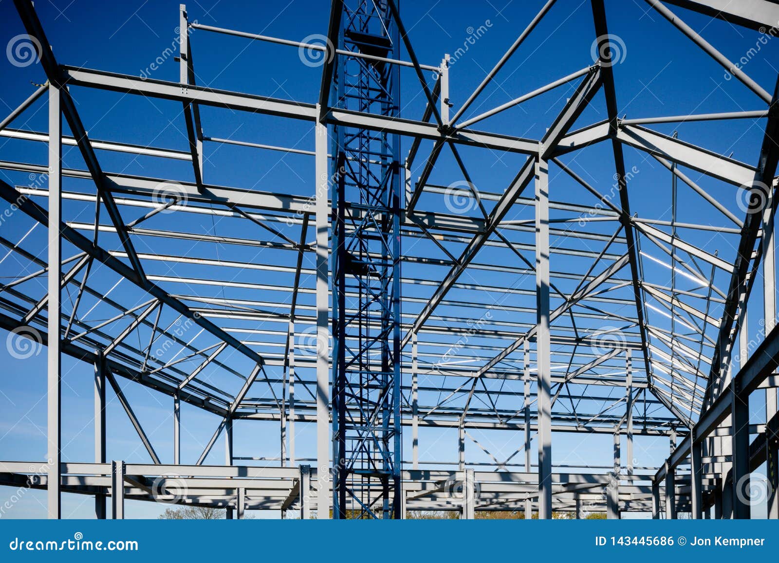 Steel Frame of New Building in Construction Stock Photo - Image of ...