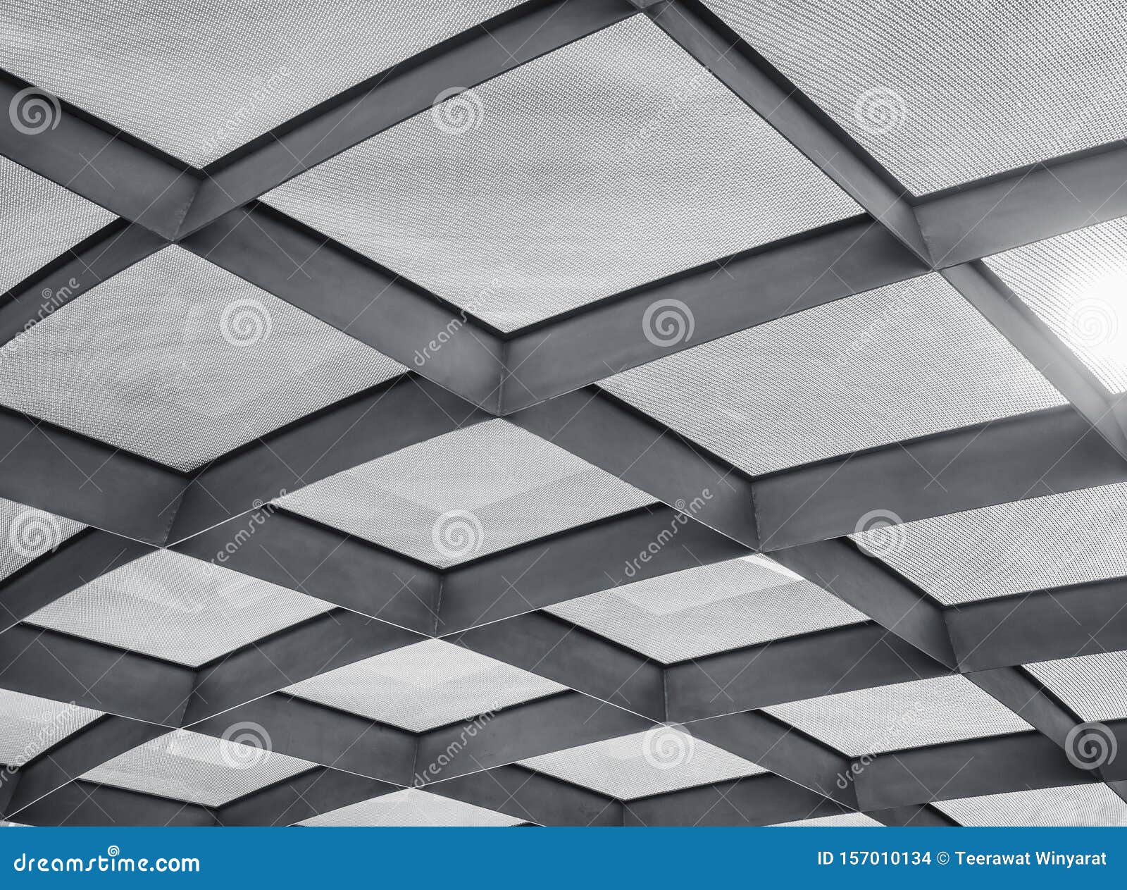 Steel Frame Roof Structure Grey Geometric Pattern Architecture Details ...