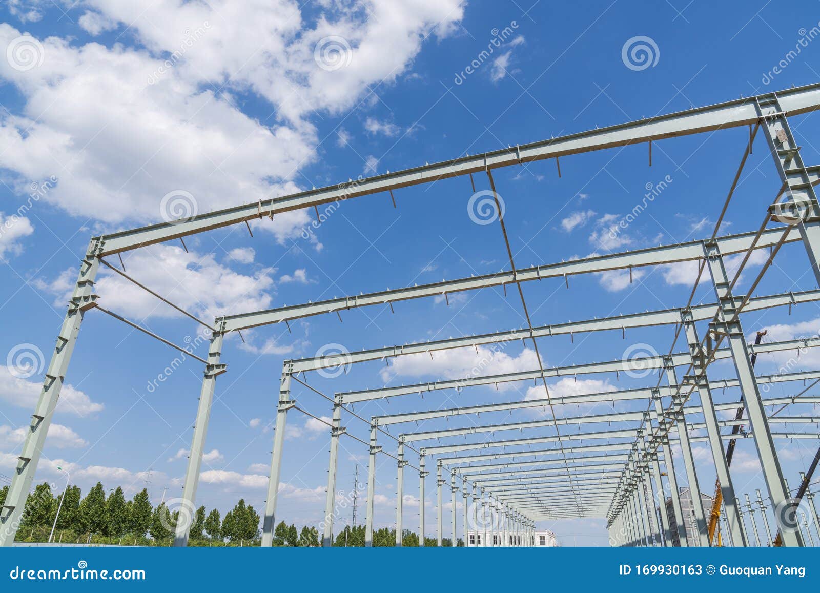 The Steel Frame Structure Factory Building Under Construction is Under ...
