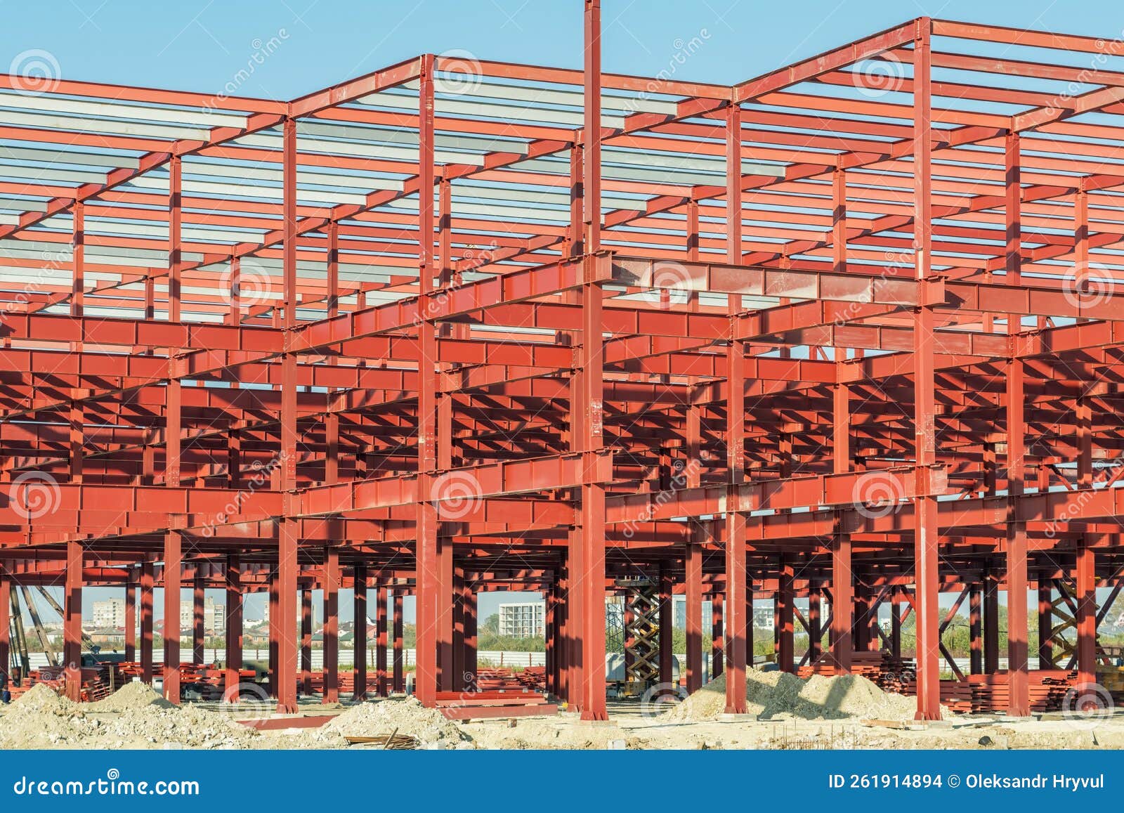 Steel Frame Structure. Metal Construction for Big Building Stock Photo ...