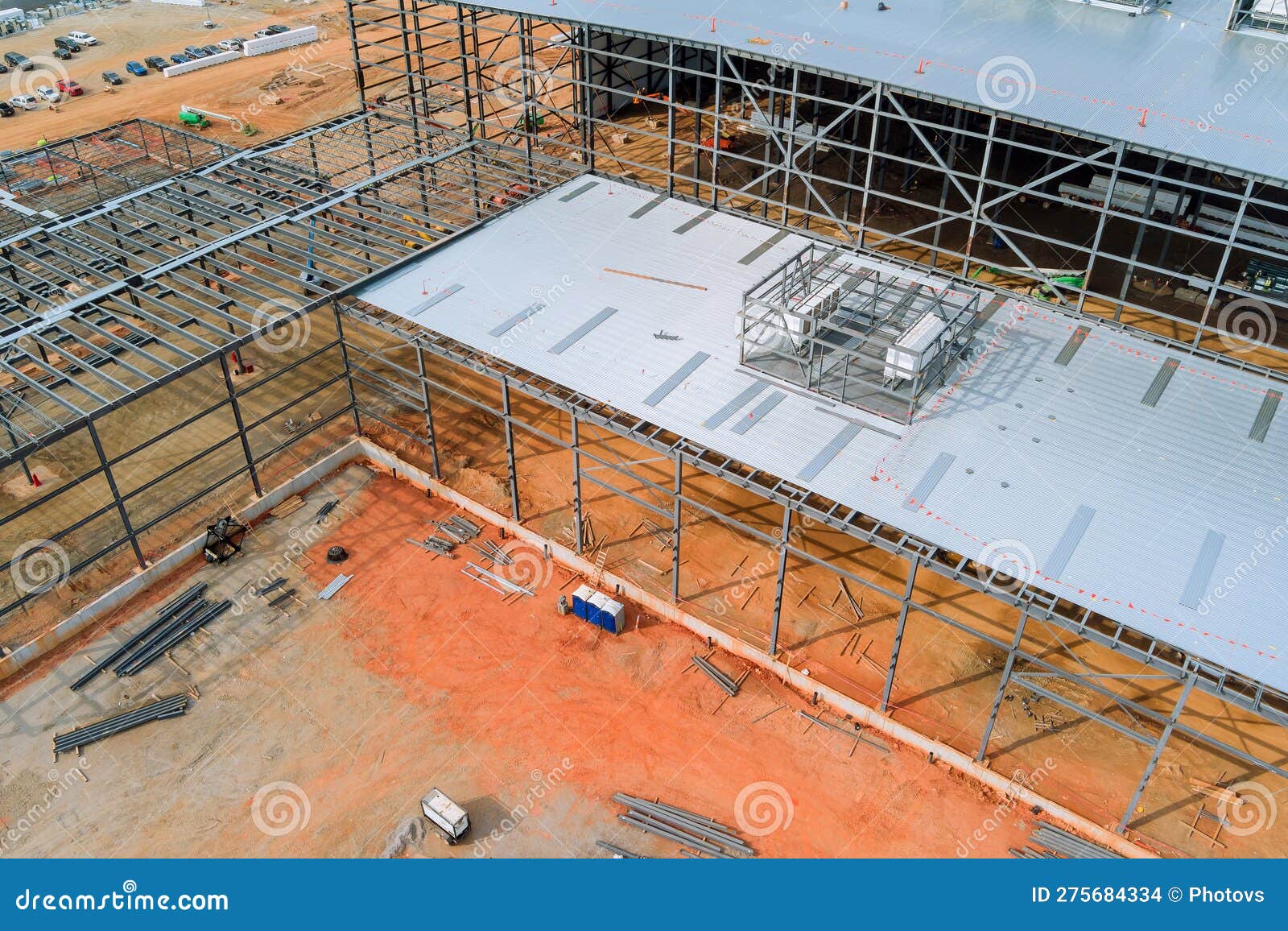 Steel Frame Truss Framework Construction of an Industrial Warehouse ...