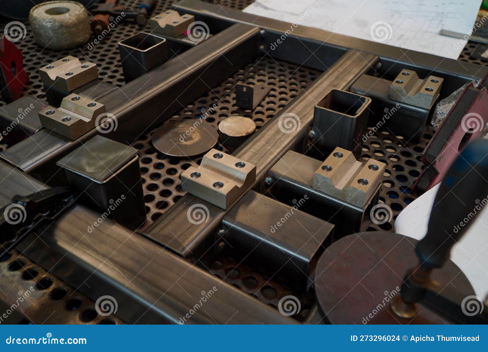 Steel Frame Welding Machine Parts Stock Photo - Image of industrial ...