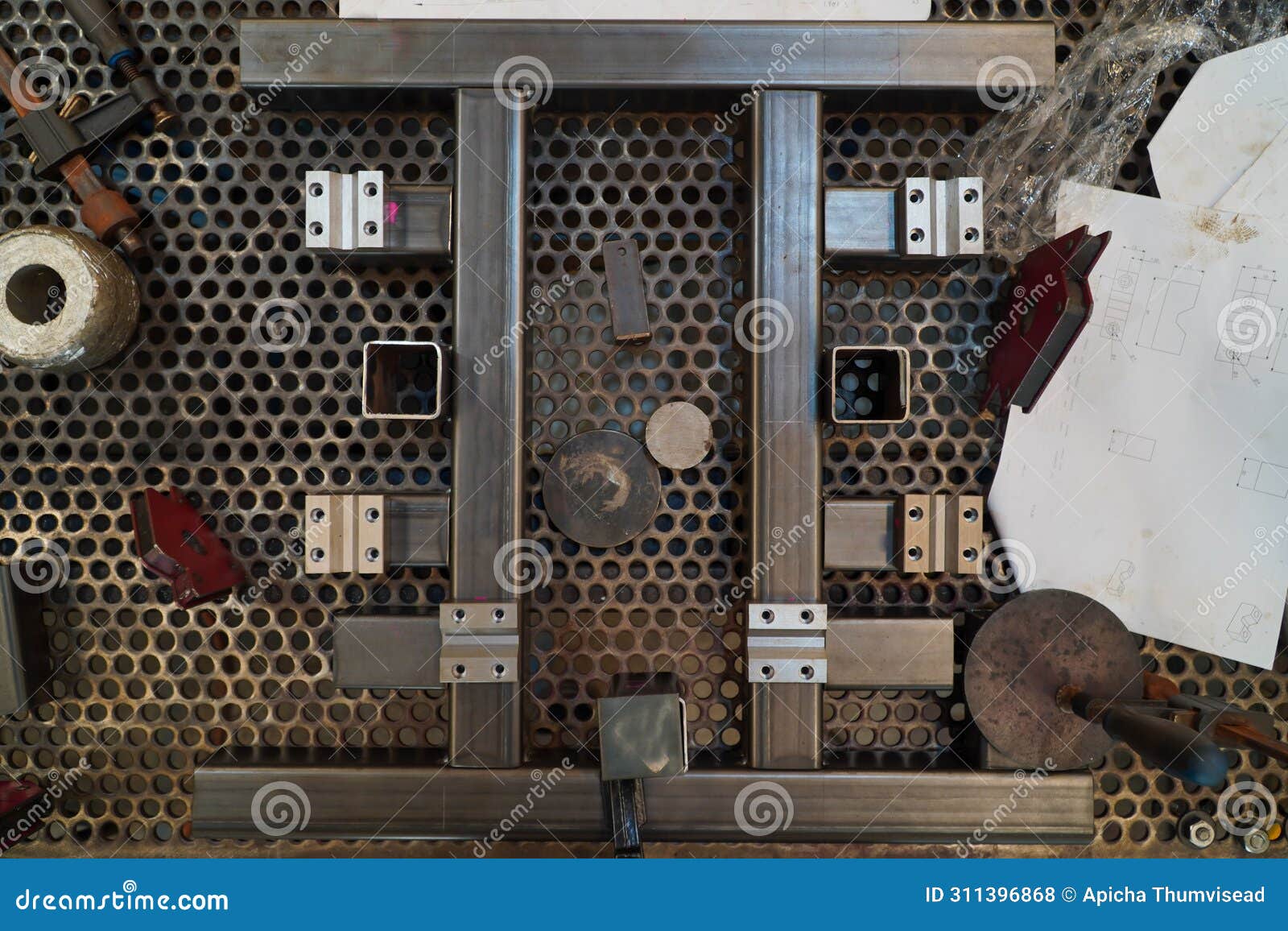 Steel Frame Welding Machine Parts Stock Photo - Image of engineering ...
