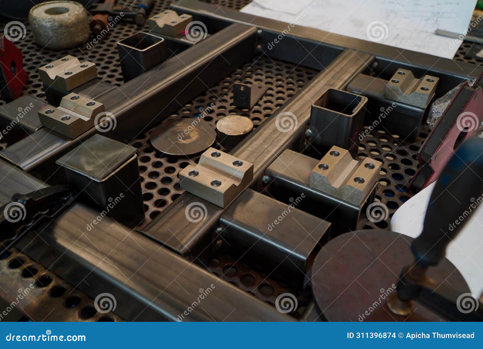 Steel Frame Welding Machine Parts Stock Photo - Image of industry, hand ...