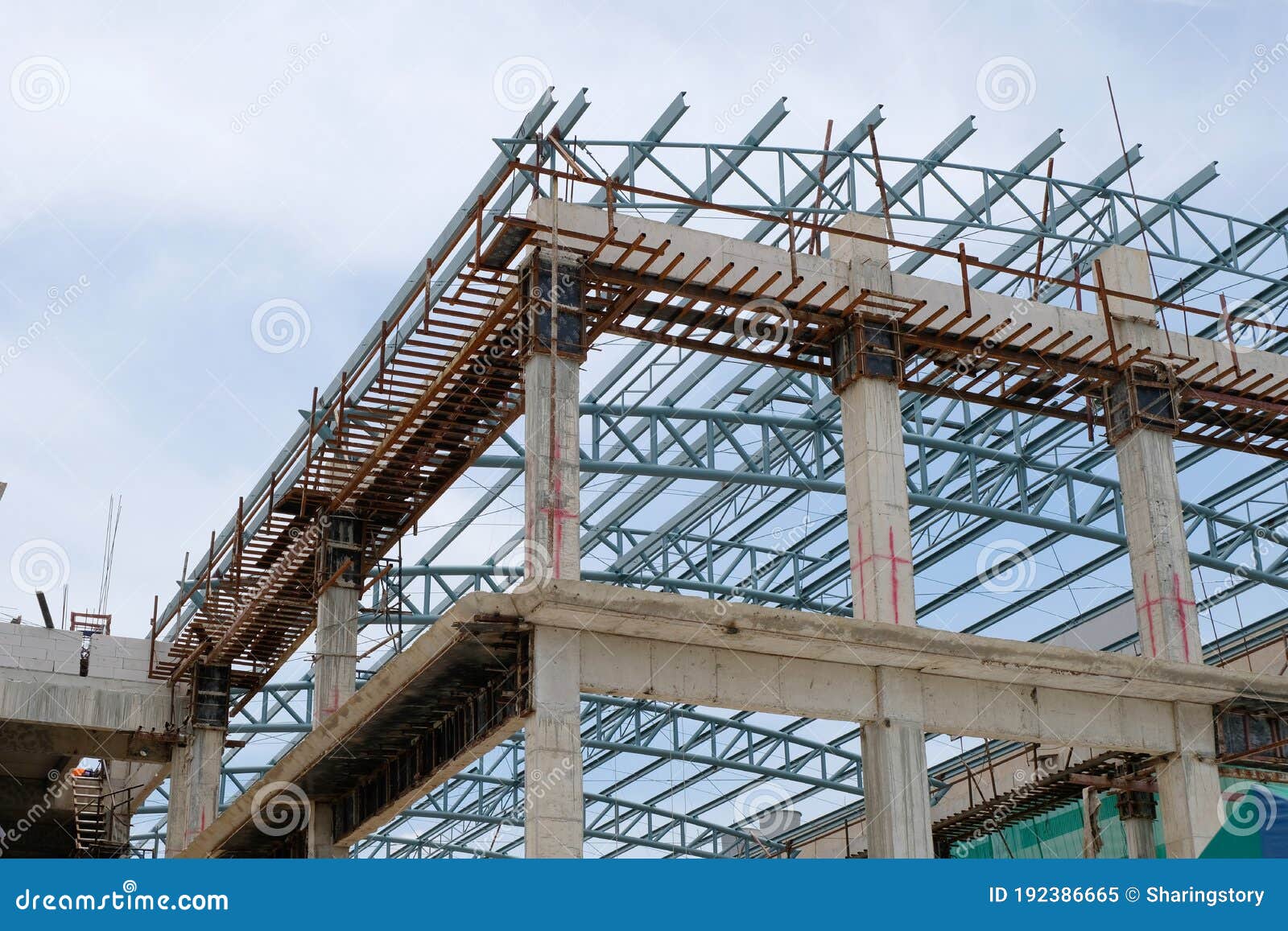 Steel Frames of a Building Under Construction Stock Image - Image of ...