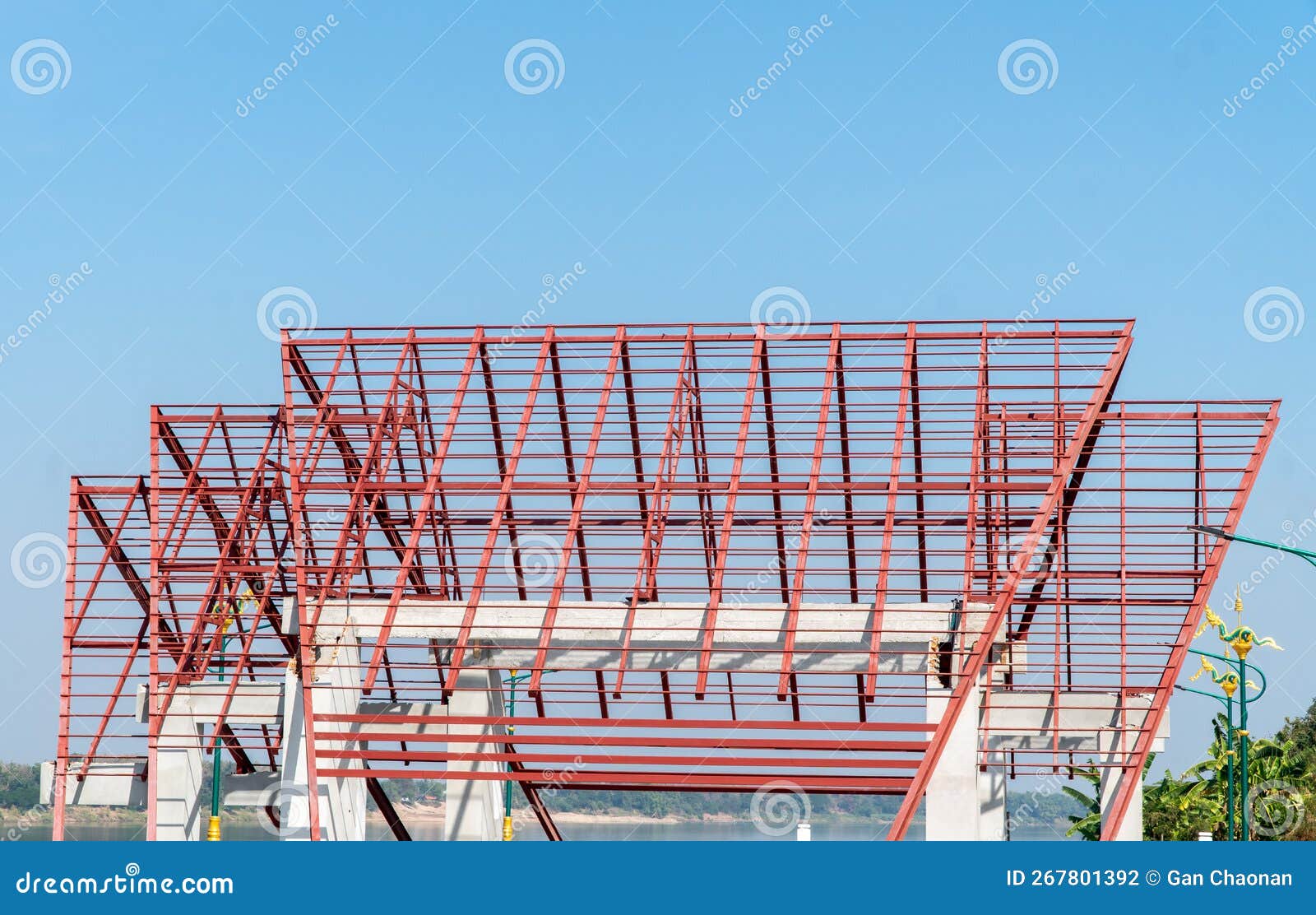 Steel Frames and Trusses of a Industrial Building. Steel Frame Building ...