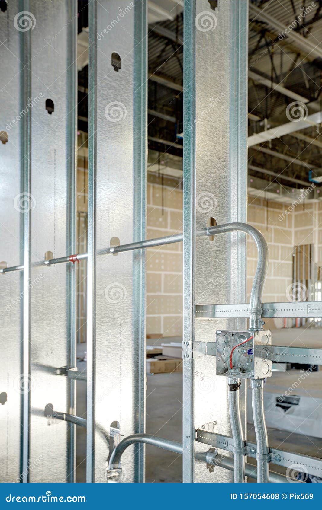Steel Framing Construction in a Modern Office Building. Stock Photo - Image of development ...