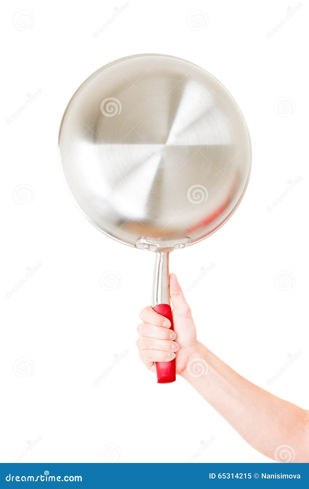 Steel Frying Pan Hold by Hand on White Stock Image - Image of cuisine ...