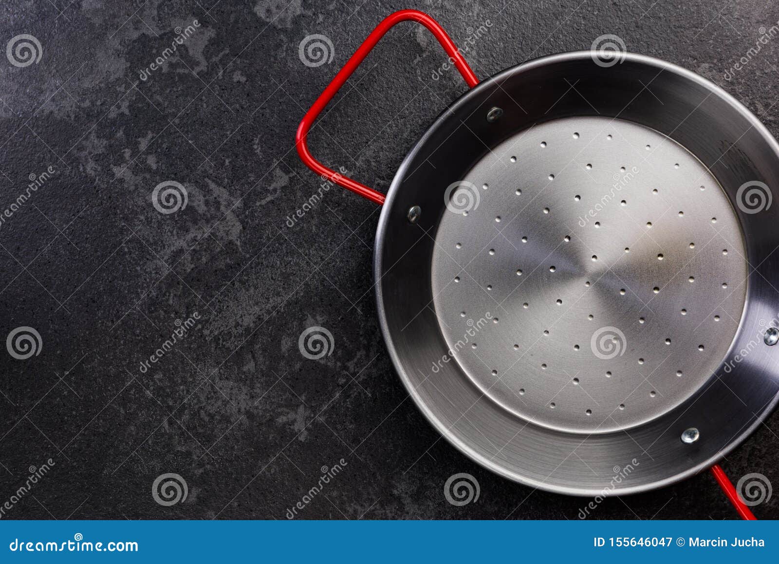 Steel Frying Pan, Top View, Dark Background with Copy Space Stock Image ...