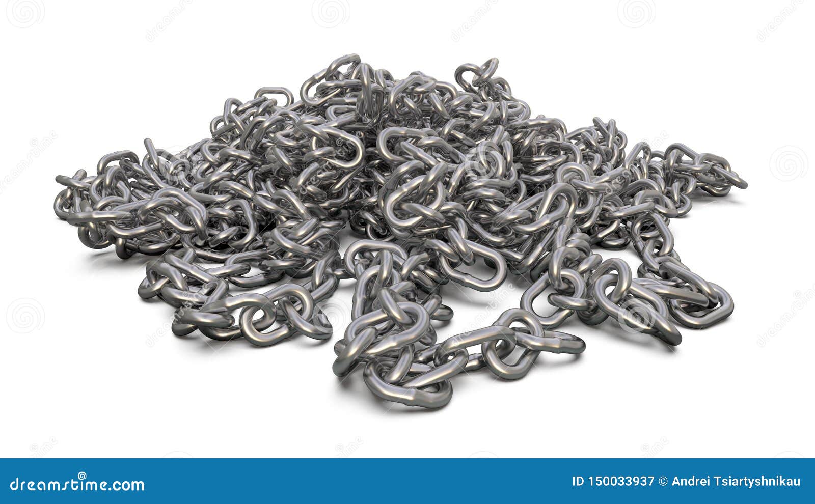 Steel Galvanized Chain Isolated on White Background. 3D Illustration ...