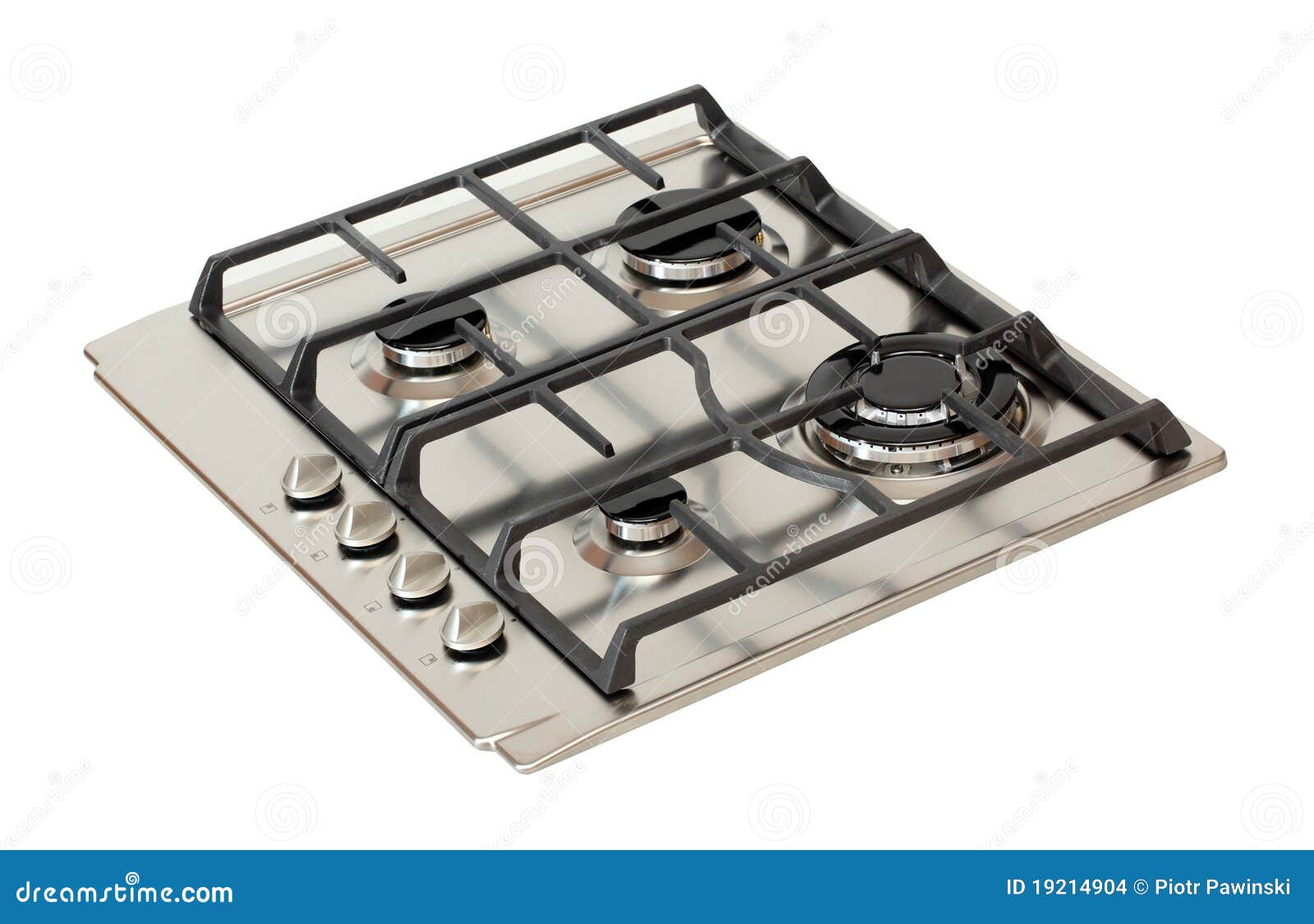 Steel gas hob stock photo. Image of metallic, isolated - 19214904