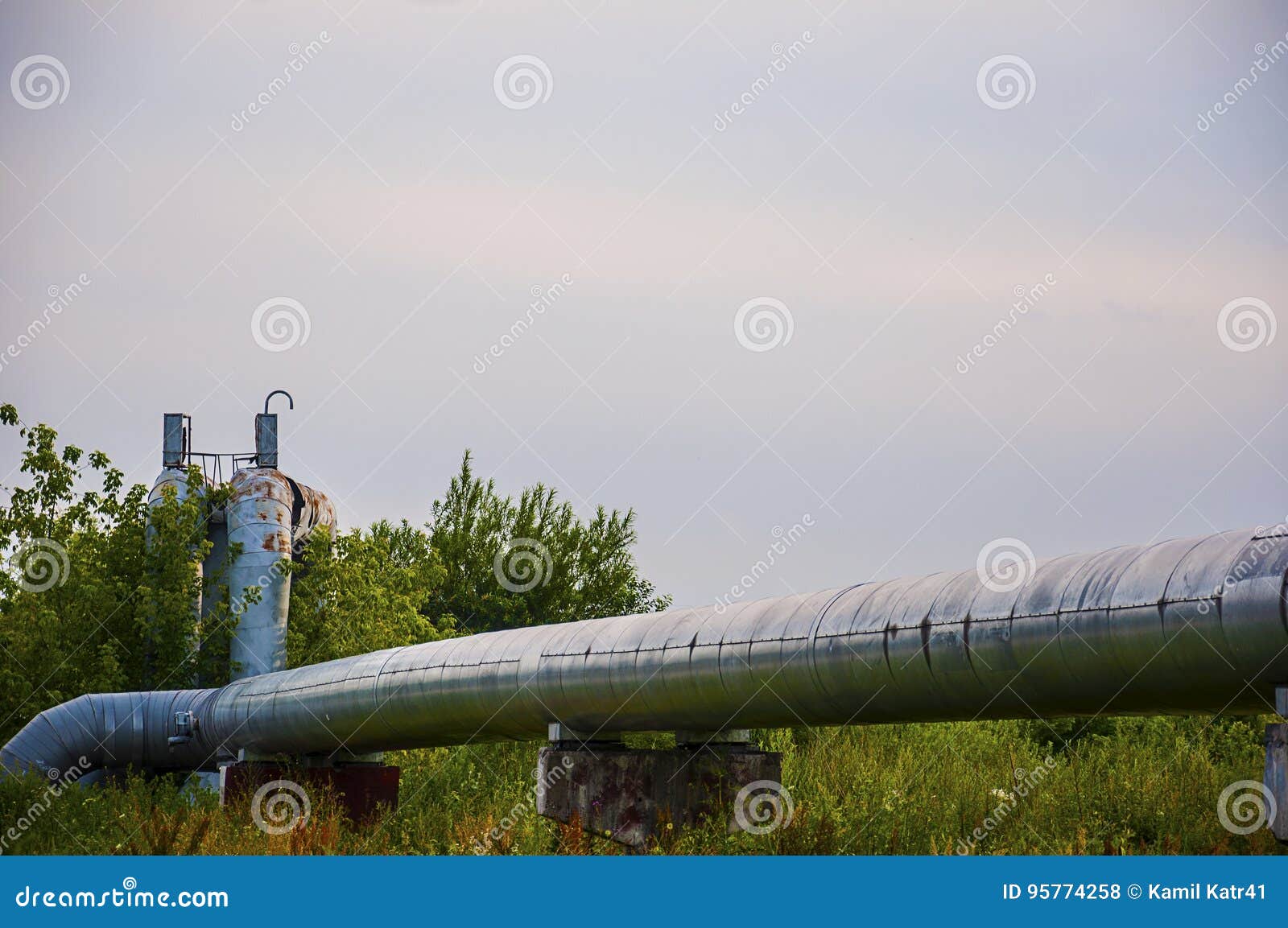 Steel Gas Pipe Running through Green Fields Stock Photo - Image of ...