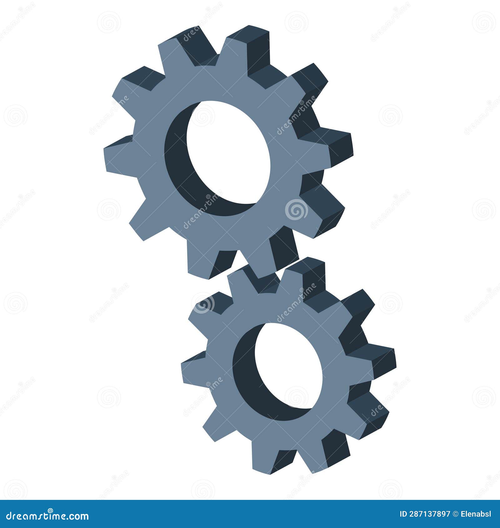 Steel Gears Spinning Together Isolated Stock Illustration ...