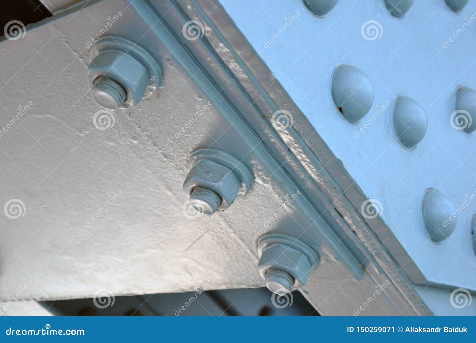 Steel Girder Bridge Construction, Riveted Joint. Background Stock Image ...