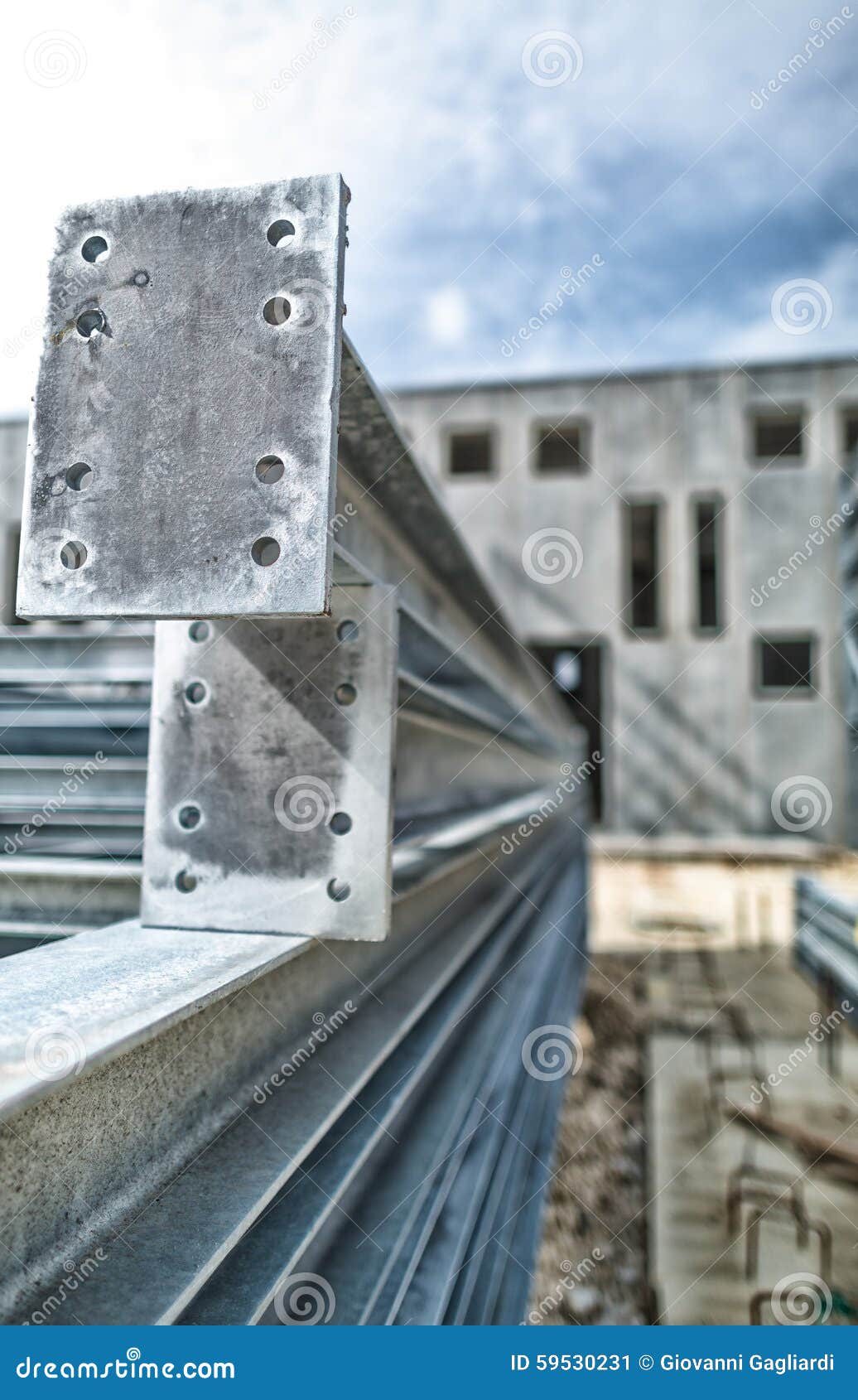 Steel Girders in Outdoor Warehouse Stock Image - Image of building ...