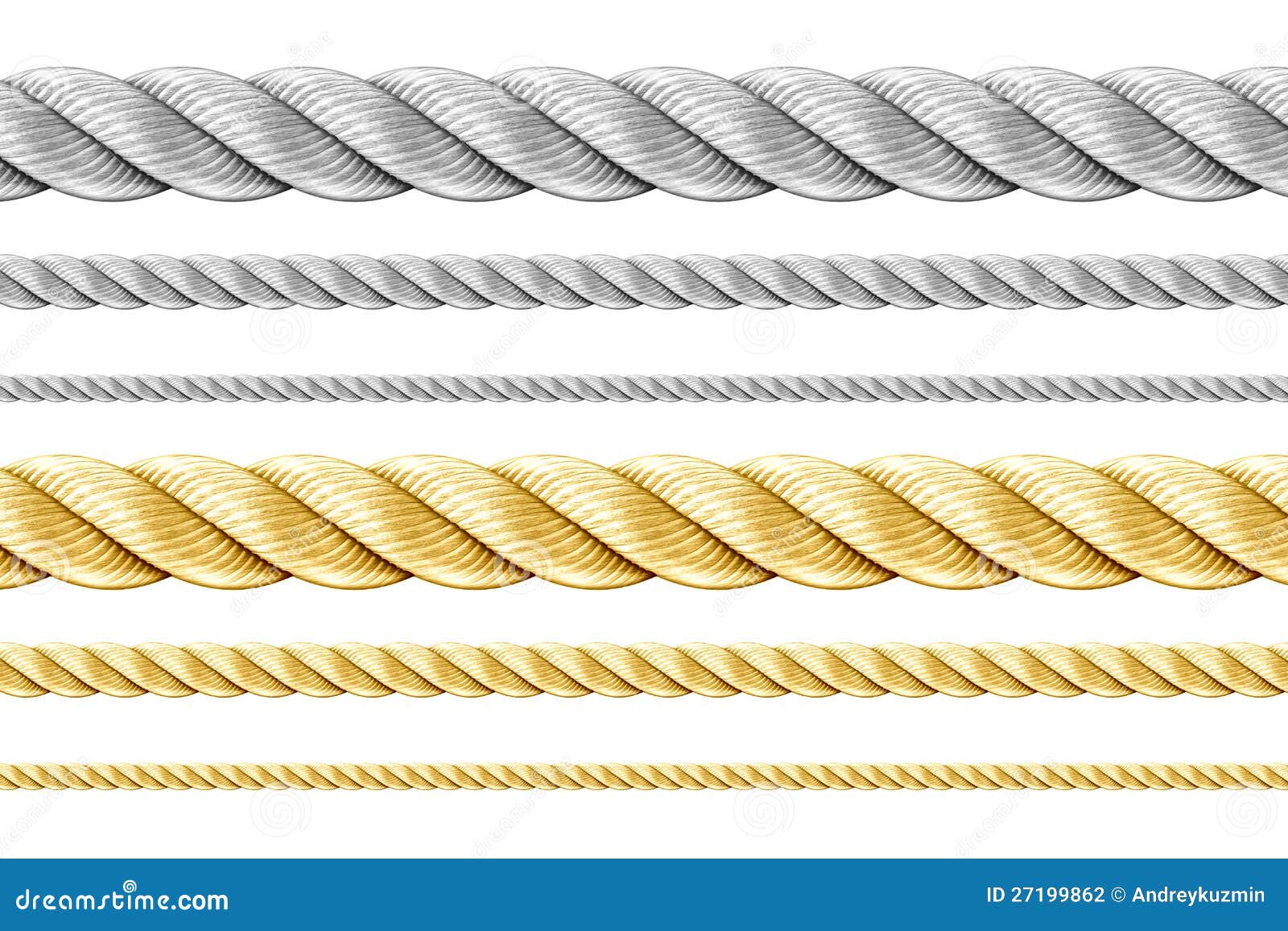 Steel and Golden Ropes Set Isolated Stock Photo - Image of cable ...