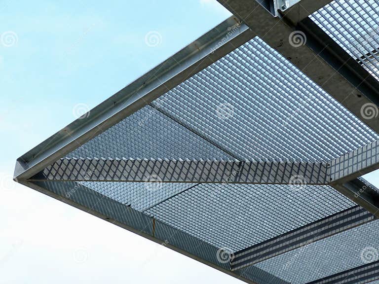 Steel Grating Canopy Structure Close-up with Grid Pattern Stock Image ...