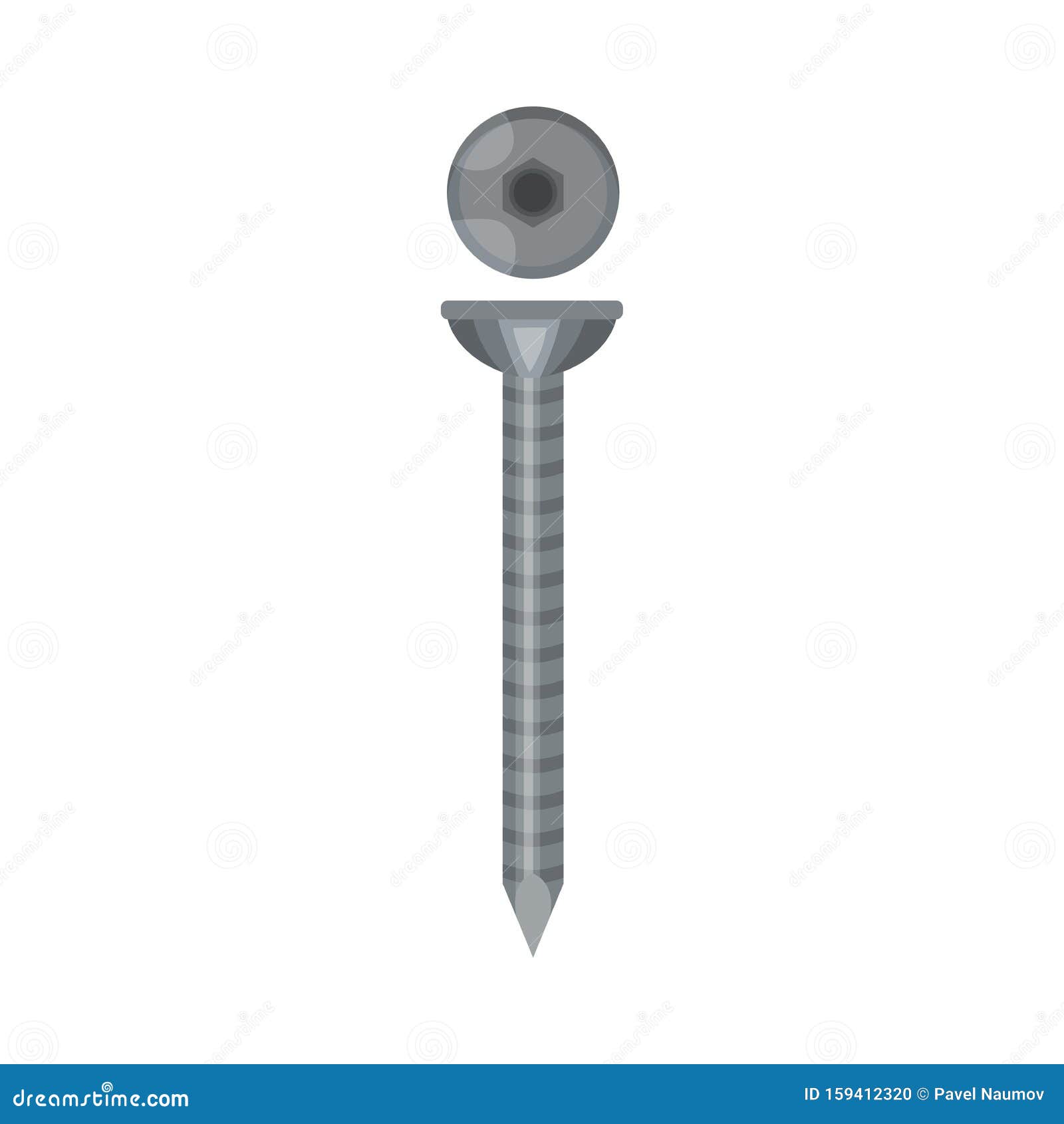 Sharp End Steel Screw. Vector Illustration on a White Background. Stock ...