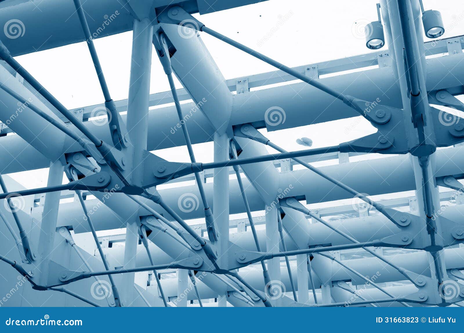 Steel hall stock image. Image of blue, architecture, background - 31663823