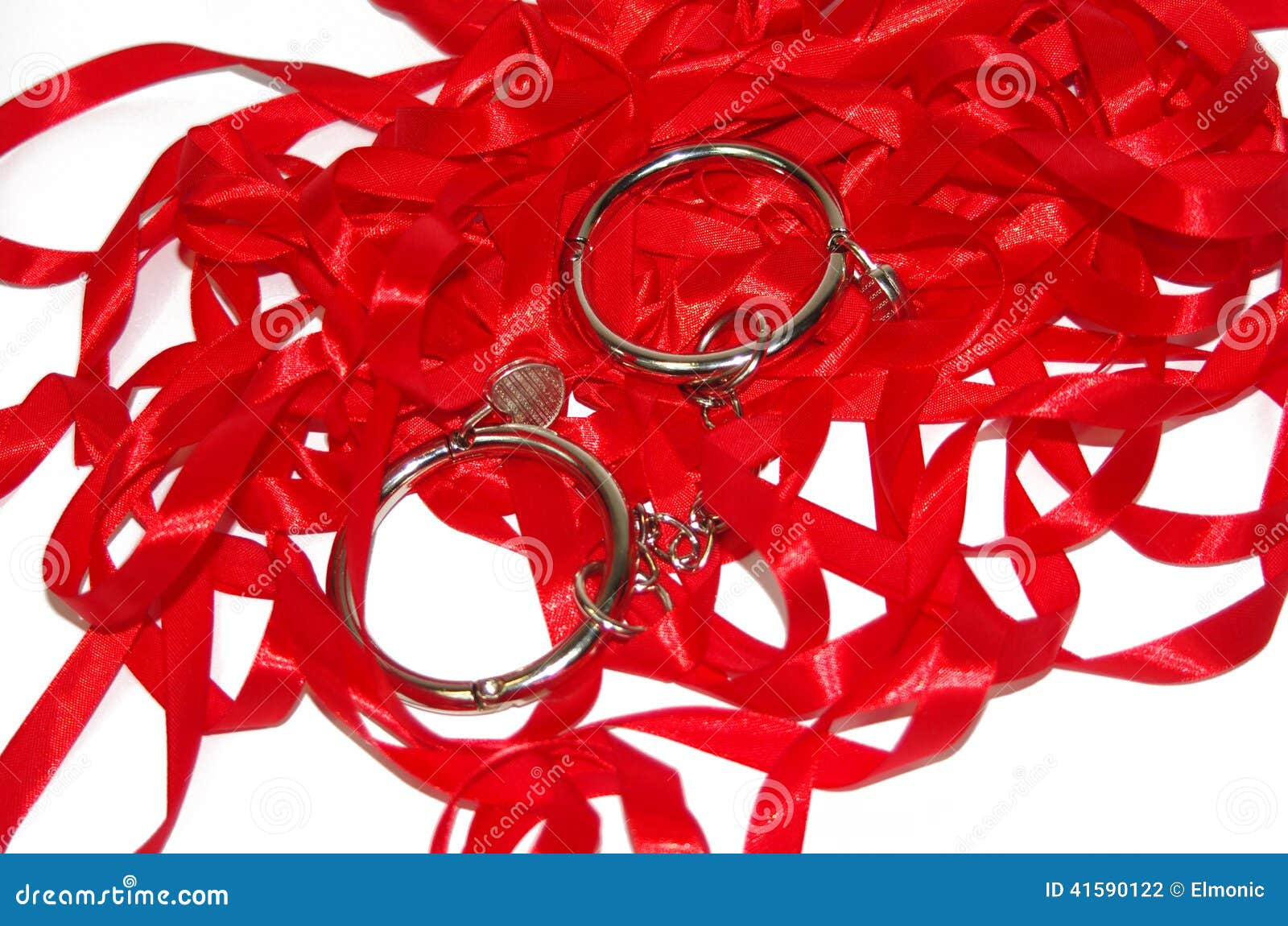 Steel Handcuff on Red Ribbon Stock Photo - Image of cuff, justice: 41590122