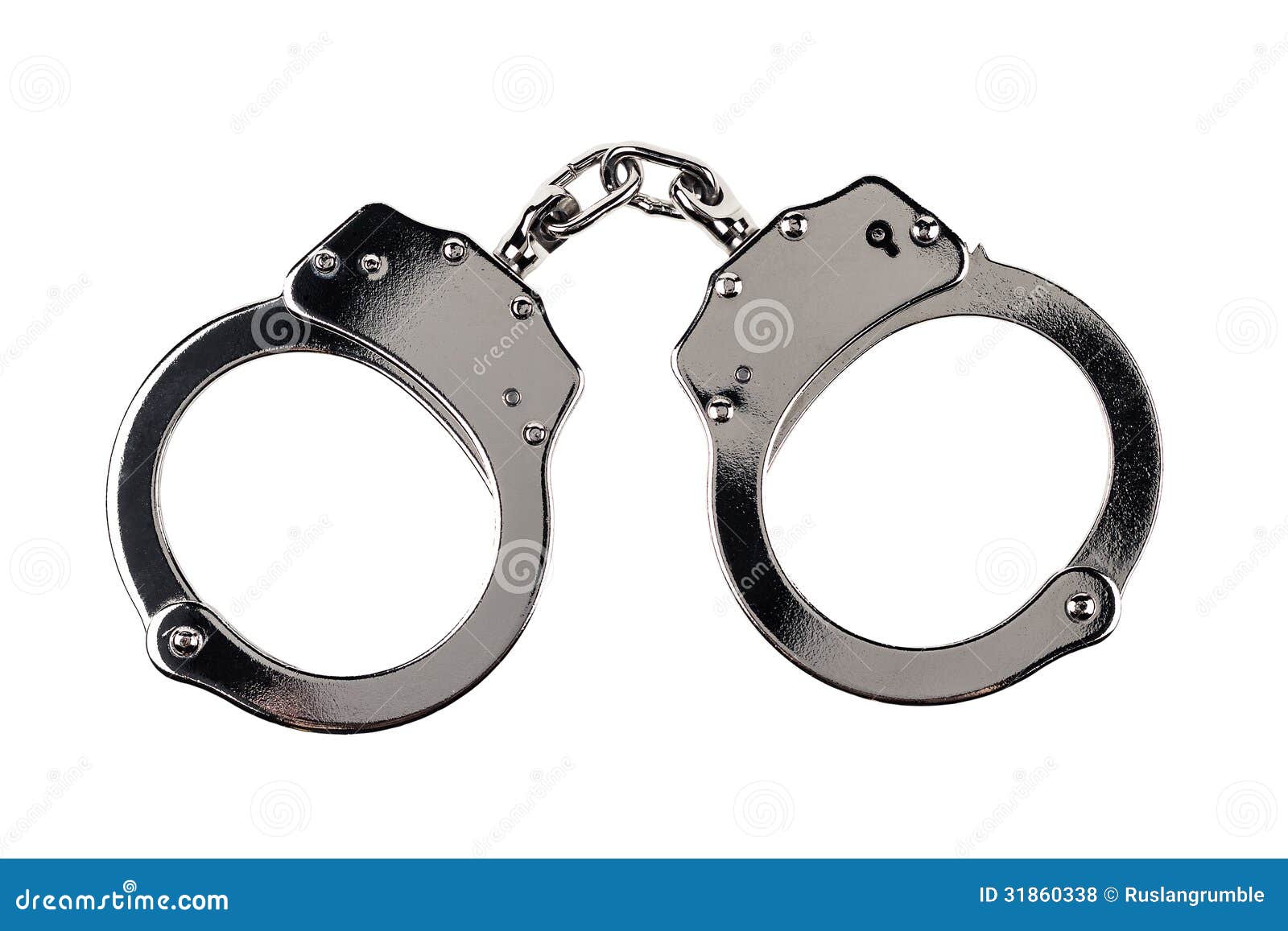 Steel Handcuffs Isolated Over White Background Stock Photo - Image of ...