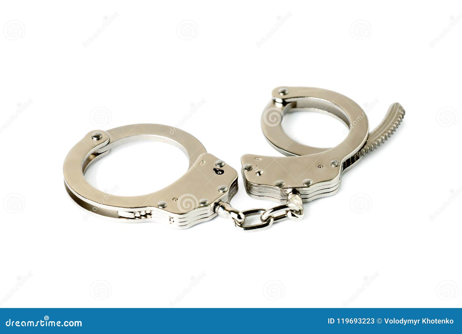Steel handcuffs on a white stock image. Image of corruption - 119693223