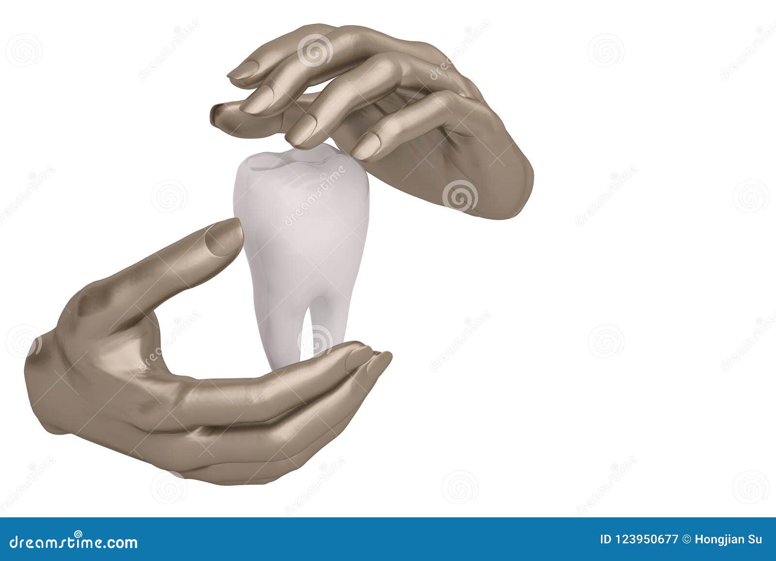 Steel Hands Keeping Holding or Protecting Tooth,3D Illustration. Stock ...