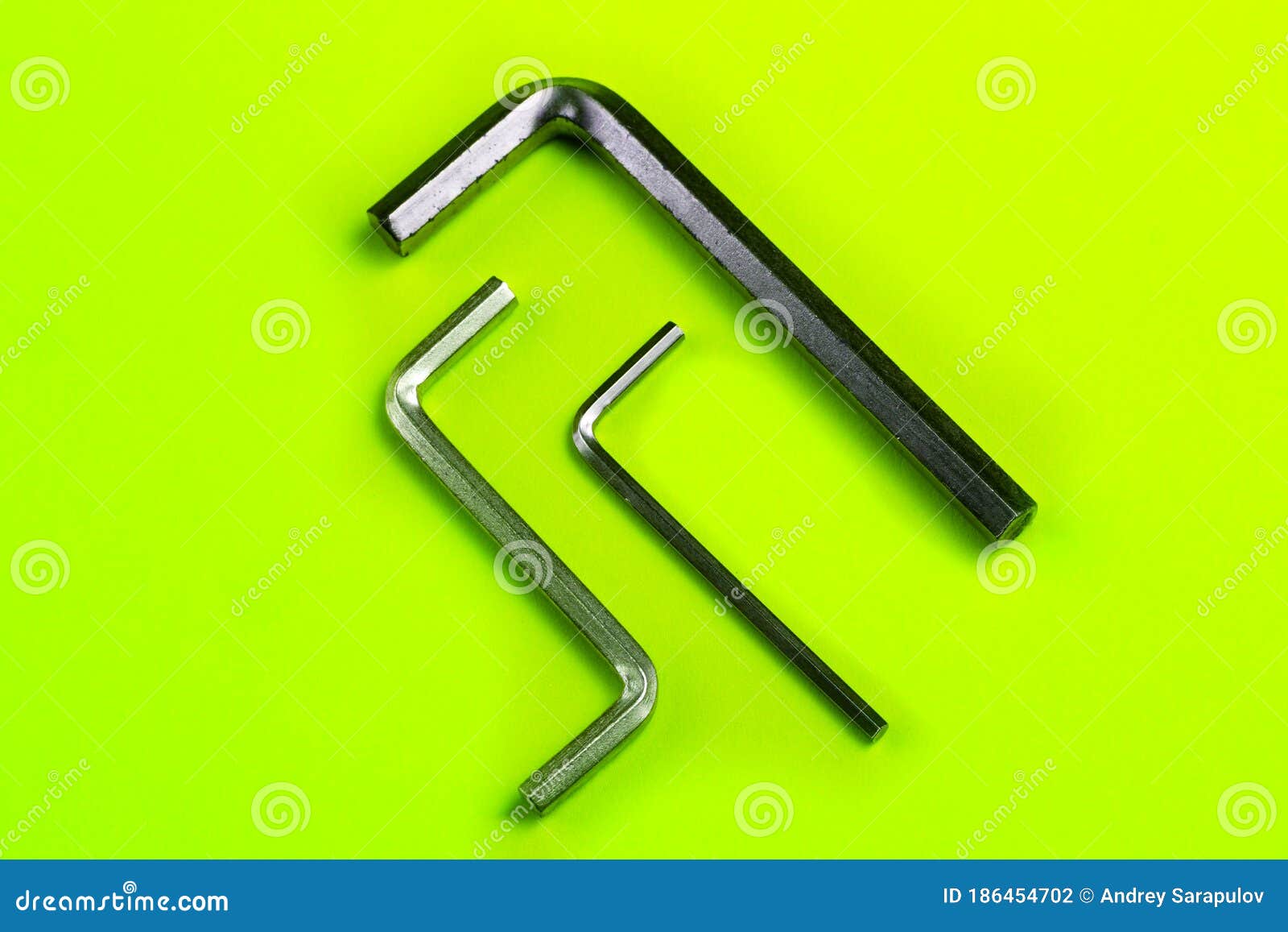 Steel Hex Keys on a Plain Background. Copy Space One Stock Photo ...