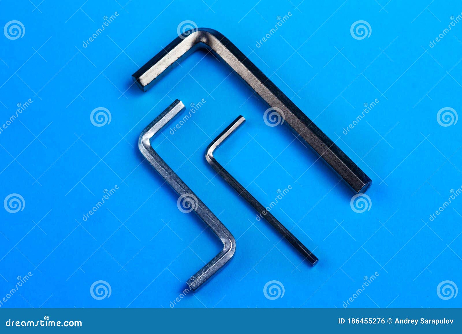 Steel Hex Keys on a Plain Background. Copy Space One Stock Photo ...