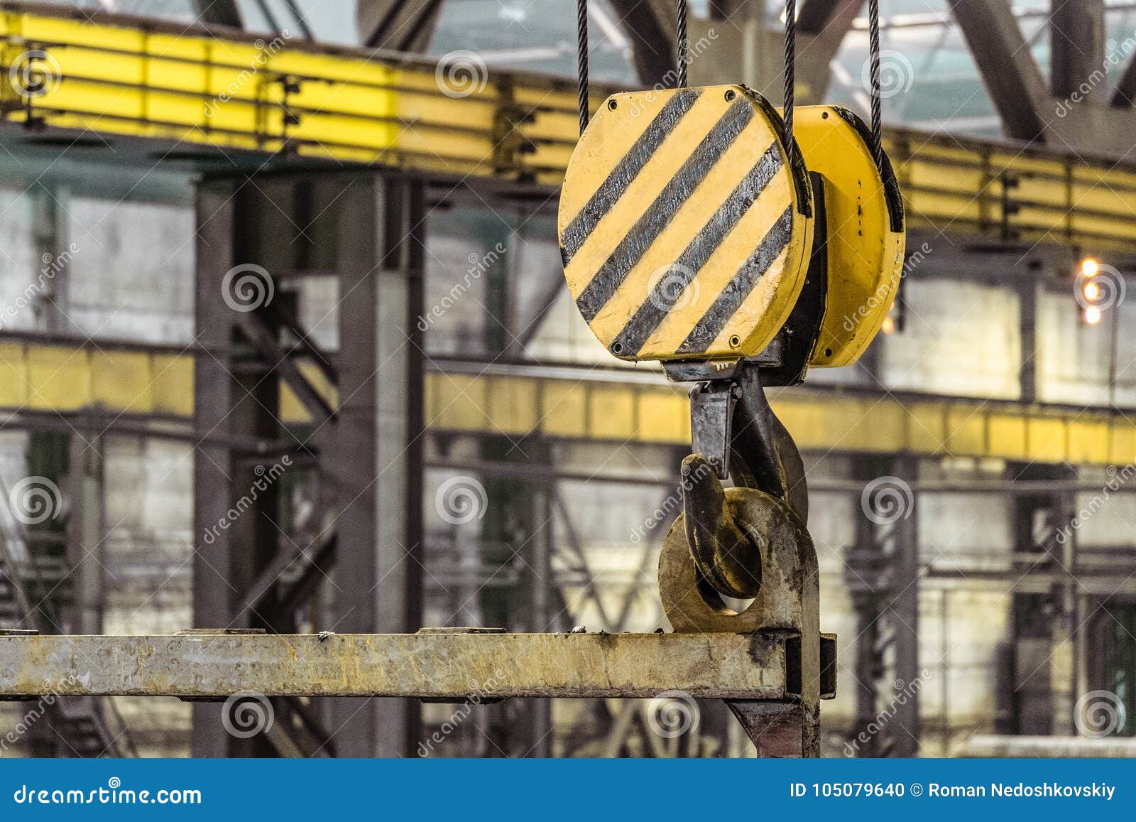 Steel Hook with a Traverse of Industrial Overhead Crane Stock Photo ...