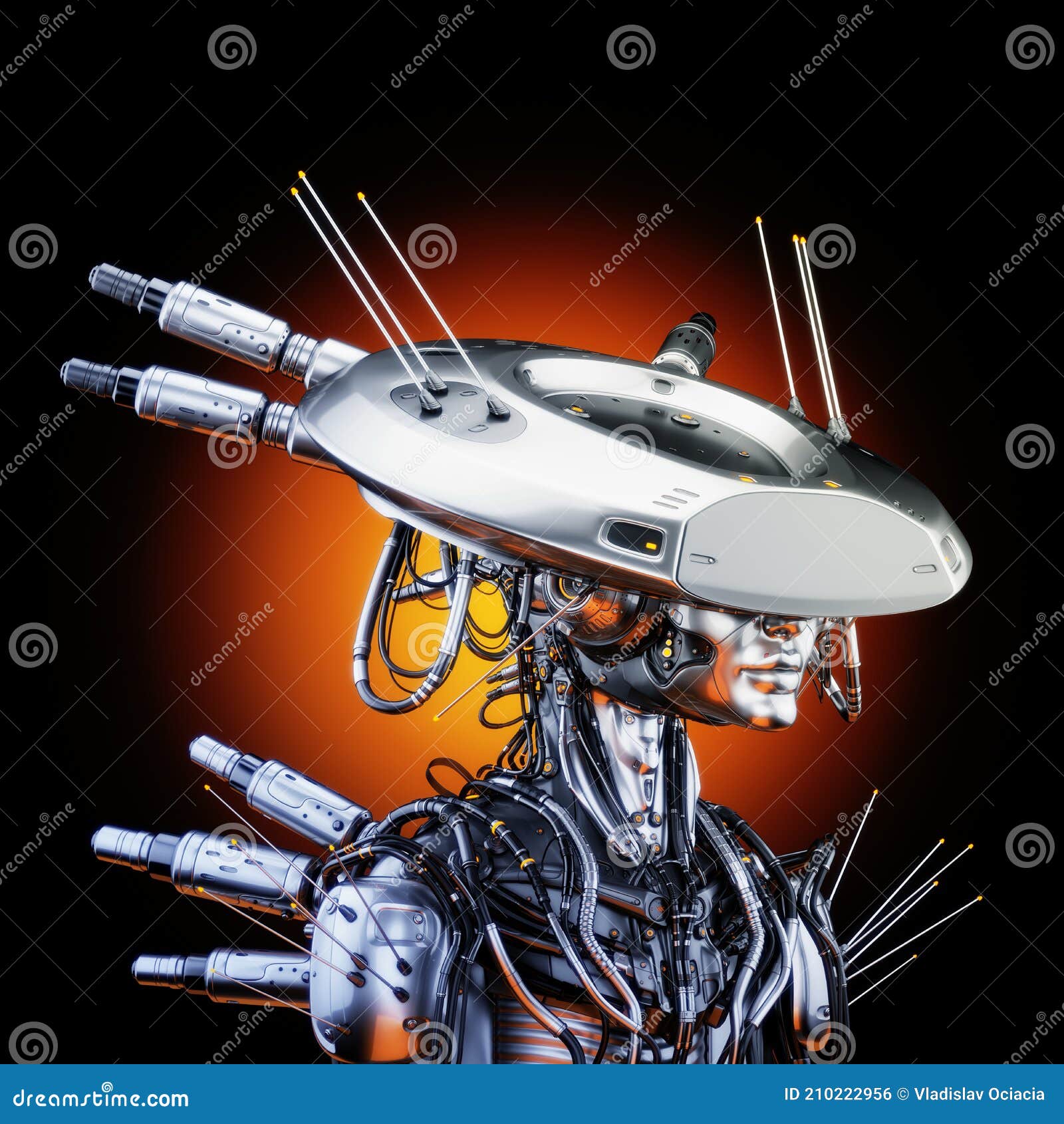 Orange Humanlike Robot With Huge Ai Brain Hat Royalty-Free Stock Photo ... Orange Humanlike Robot With Huge Ai Brain Hat Royalty-Free Stock Photo ...
