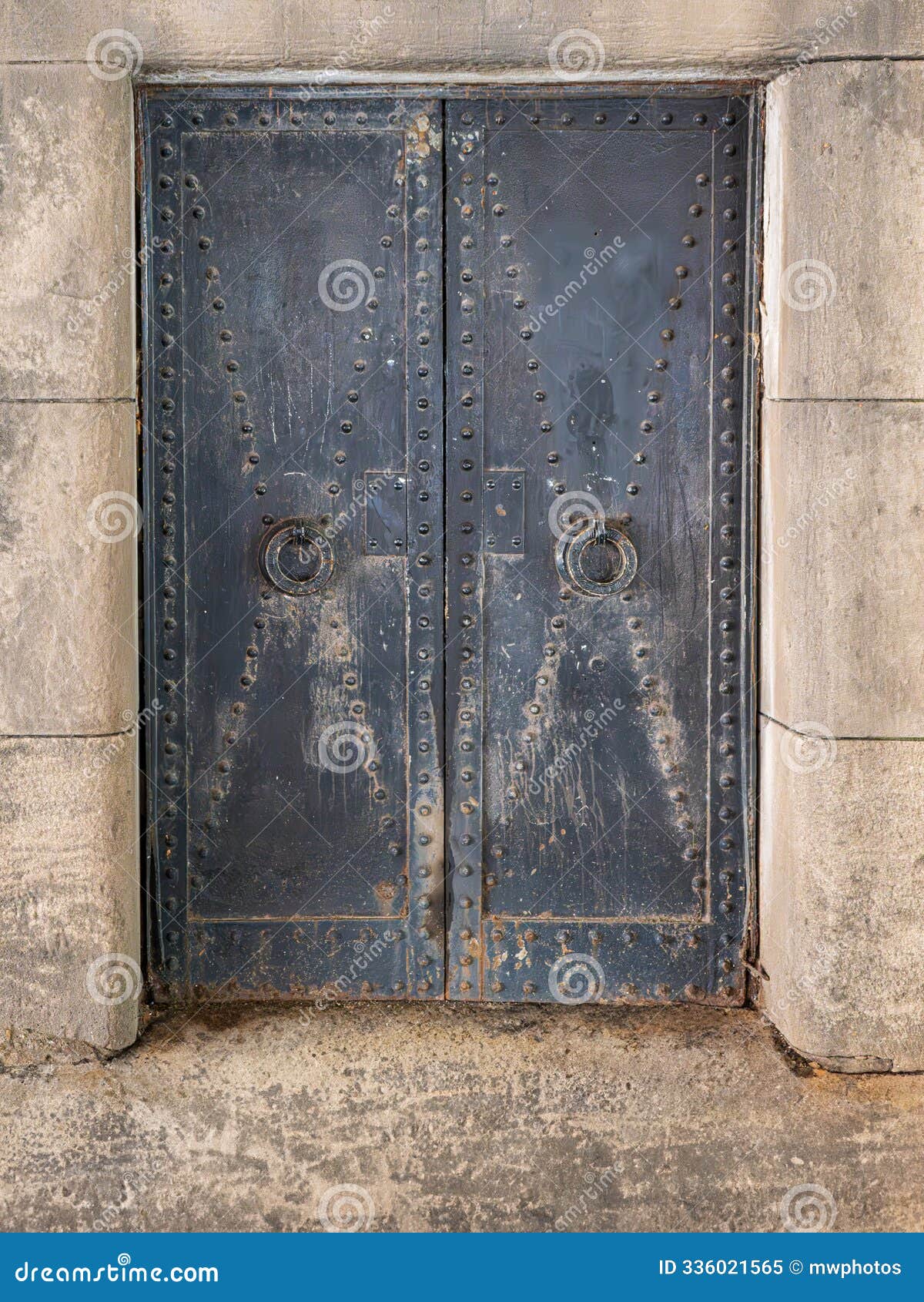 Steel Industrial Doors with Rivet Patterns Stock Image - Image of ...