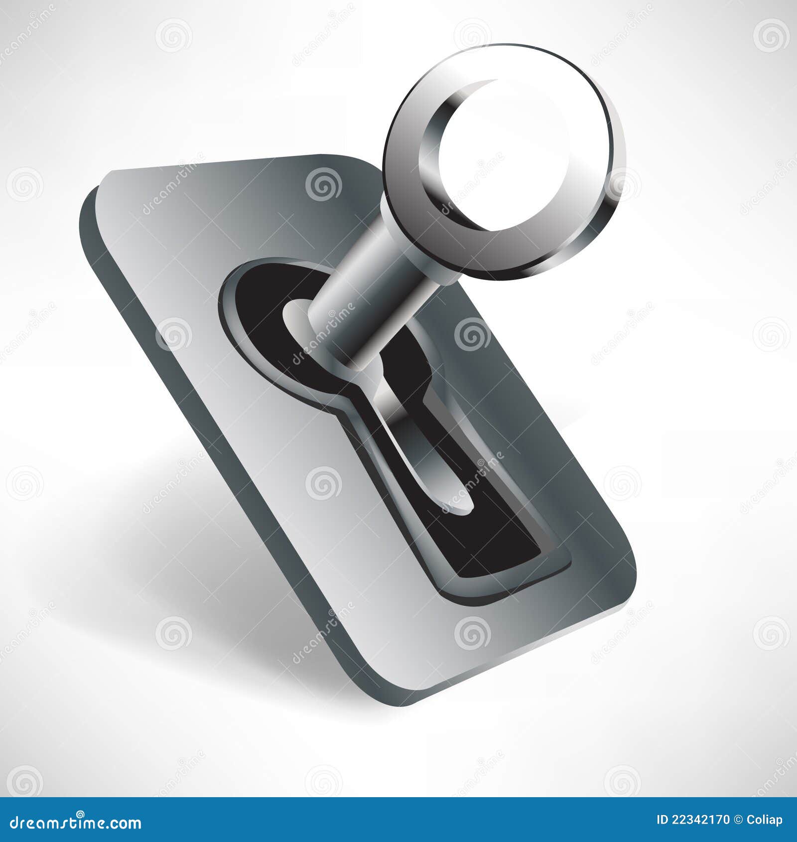 Steel key in keyhole stock vector. Illustration of unlock - 22342170