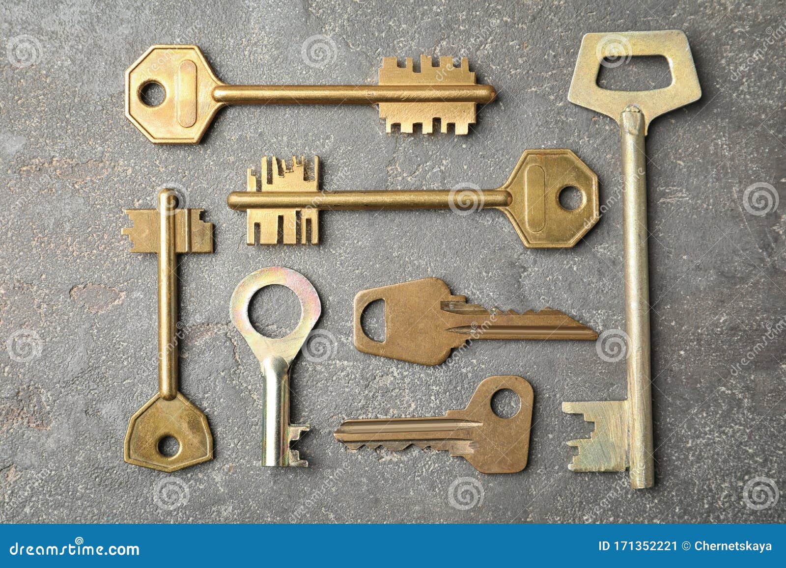 Steel Keys on Grey Background. Safety Concept Stock Image - Image of ...