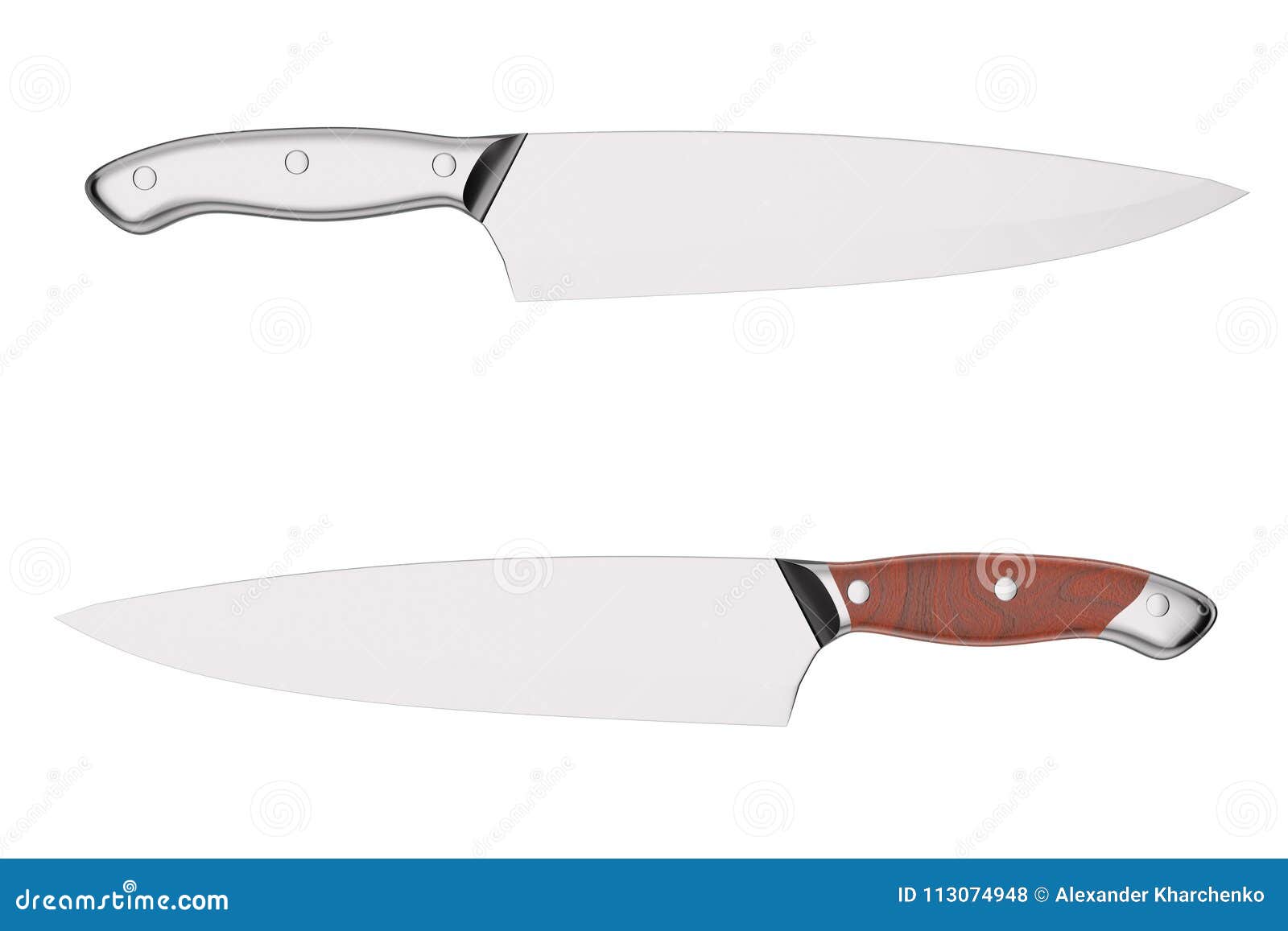 Steel Kitchen Chef Knife. 3d Rendering Stock Illustration ...
