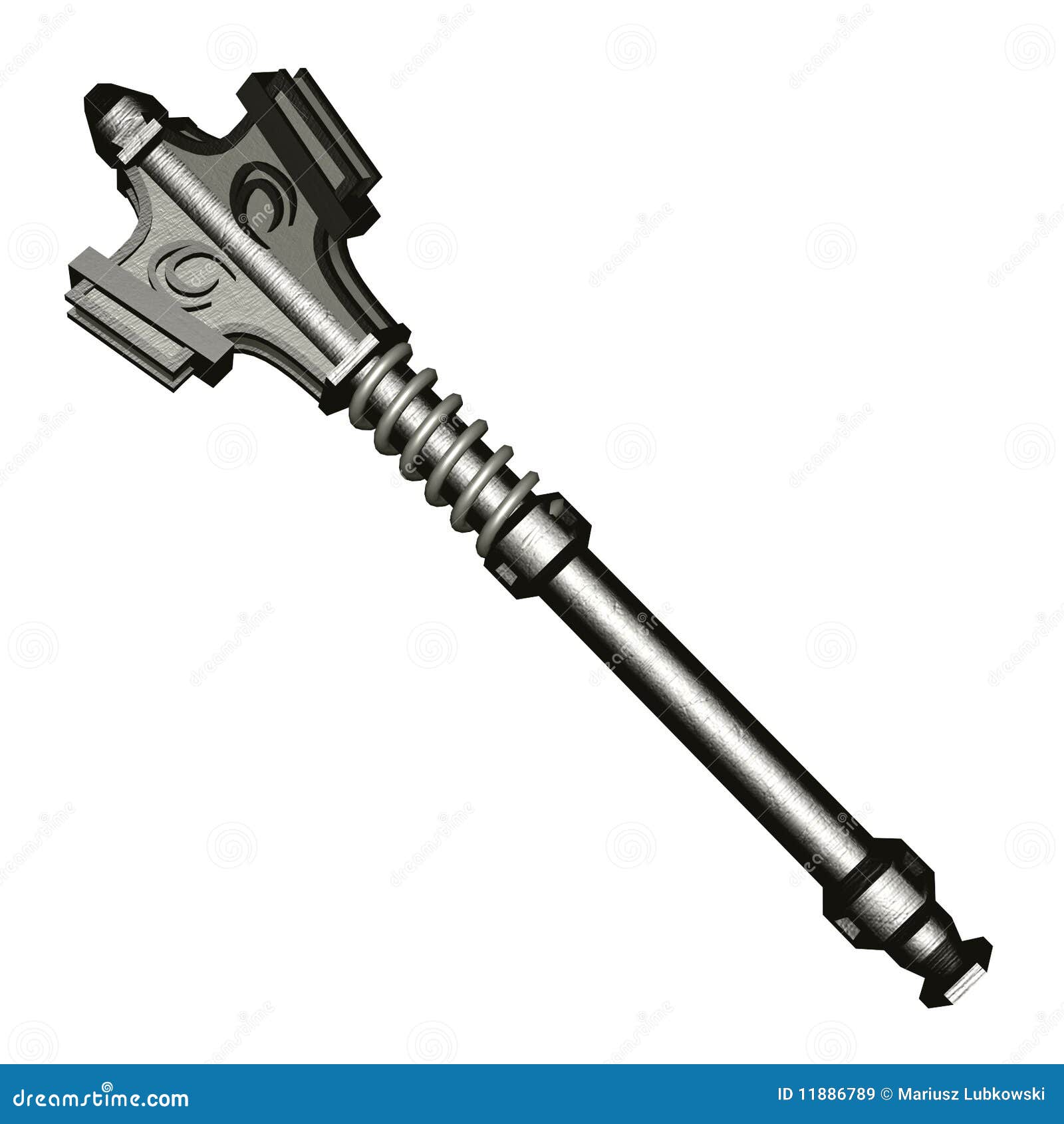 Old Steel Mace With Brown Wooden Handle. Medieval Battle Weapon. Flat ...