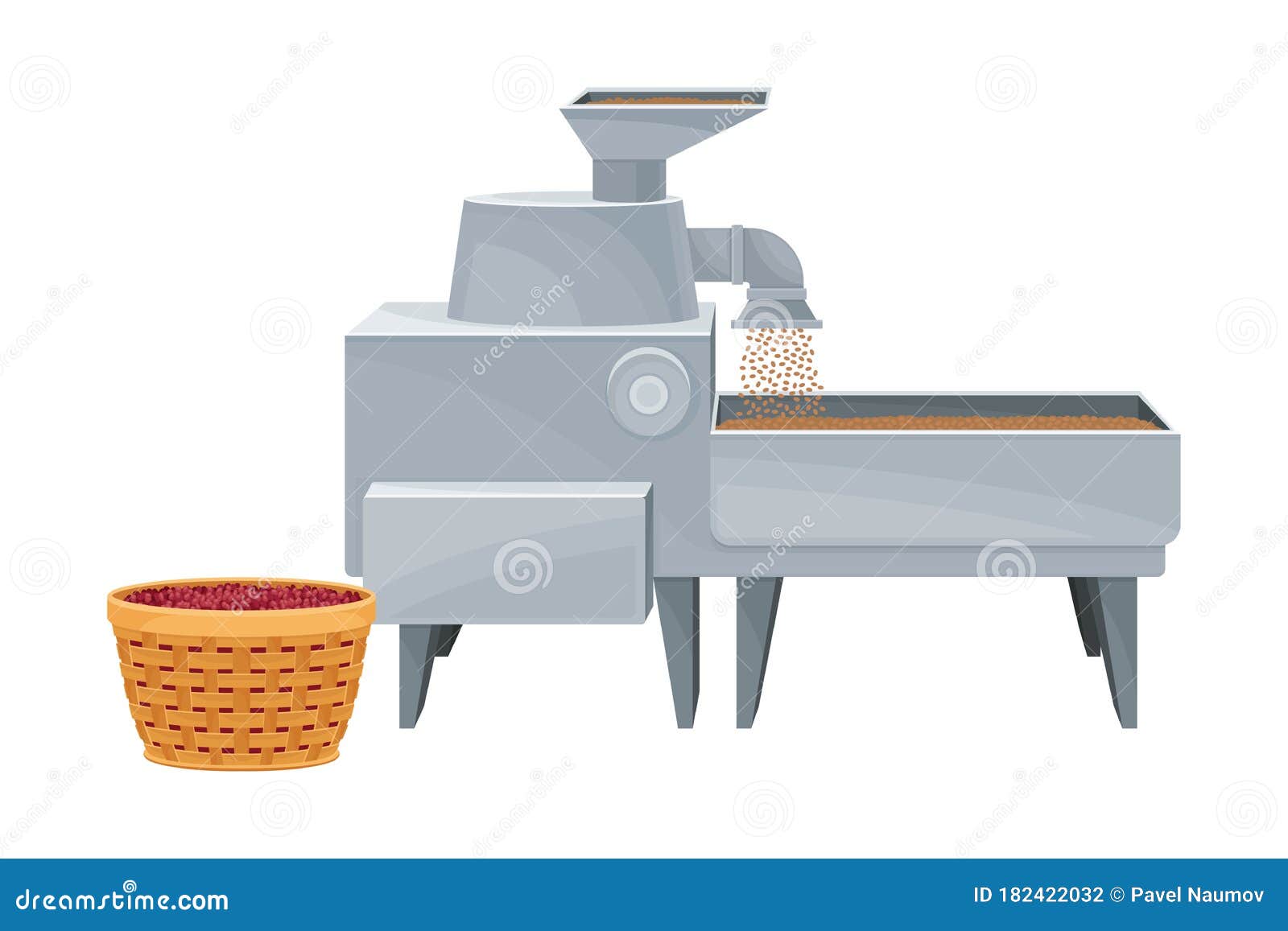 Steel Machine Engaged in Coffee Fruit Hulling Process Vector ...