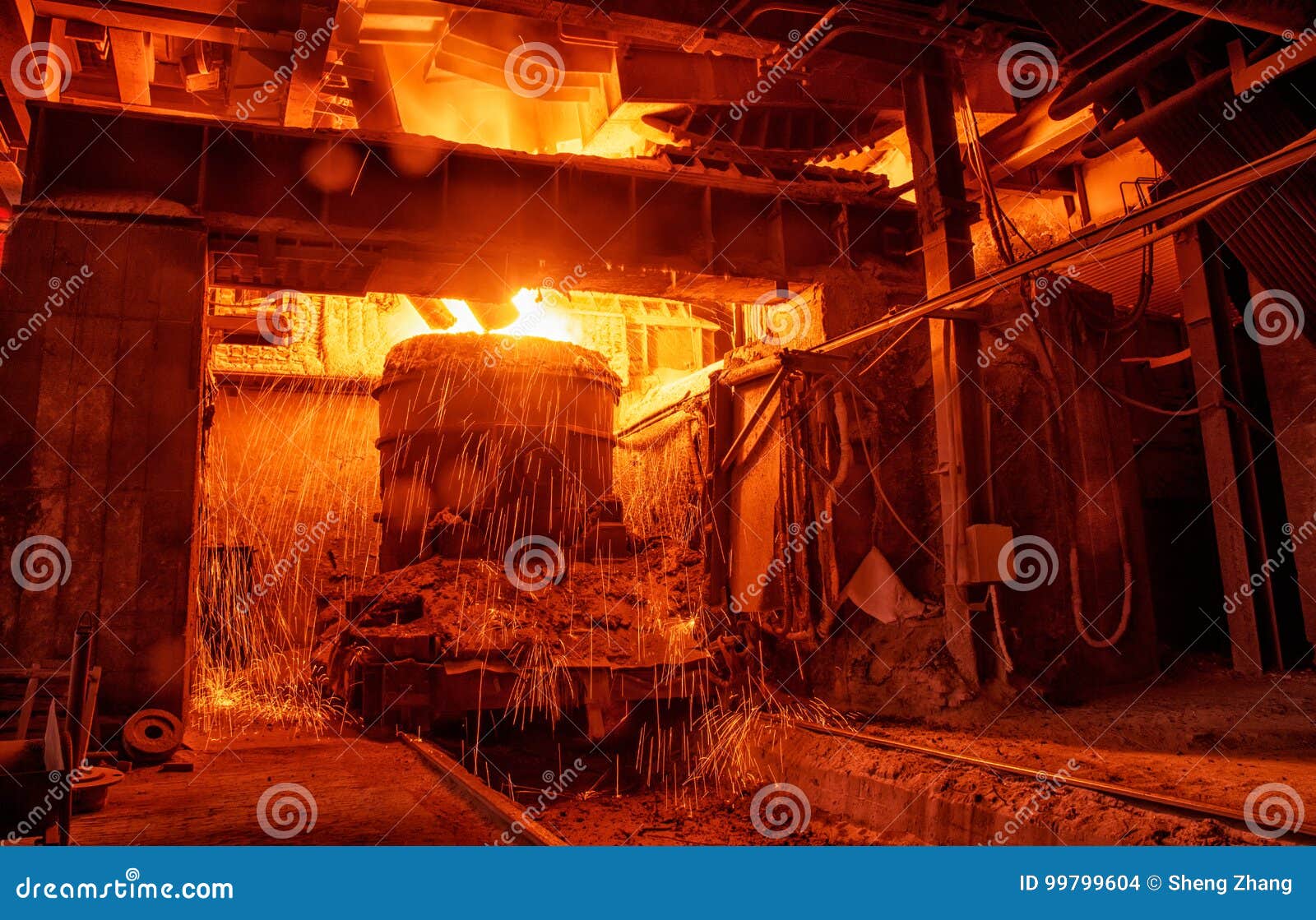 Steel making workshop stock photo. Image of flowing, industry - 99799604