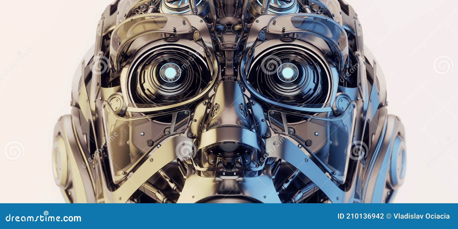 Steel Robotic Face Mask, 3d Rendering Stock Illustration - Illustration ...