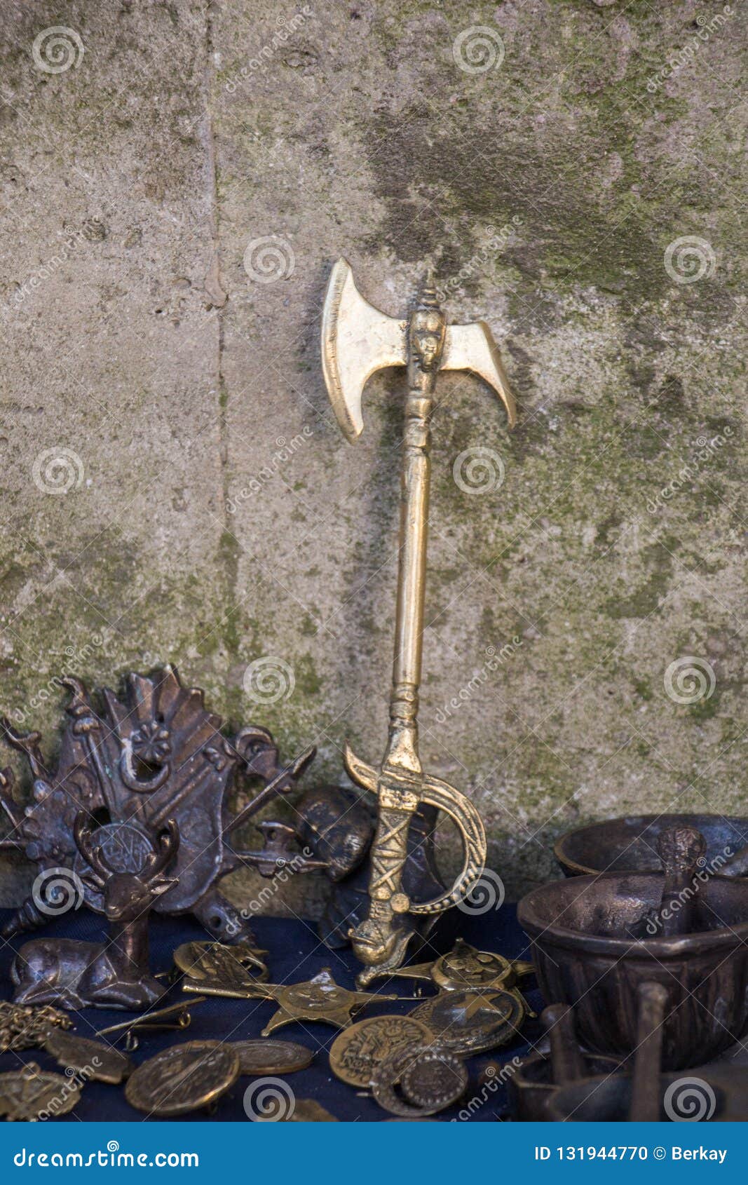 A Steel Medieval War Axe on Display Stock Photo - Image of battle ...