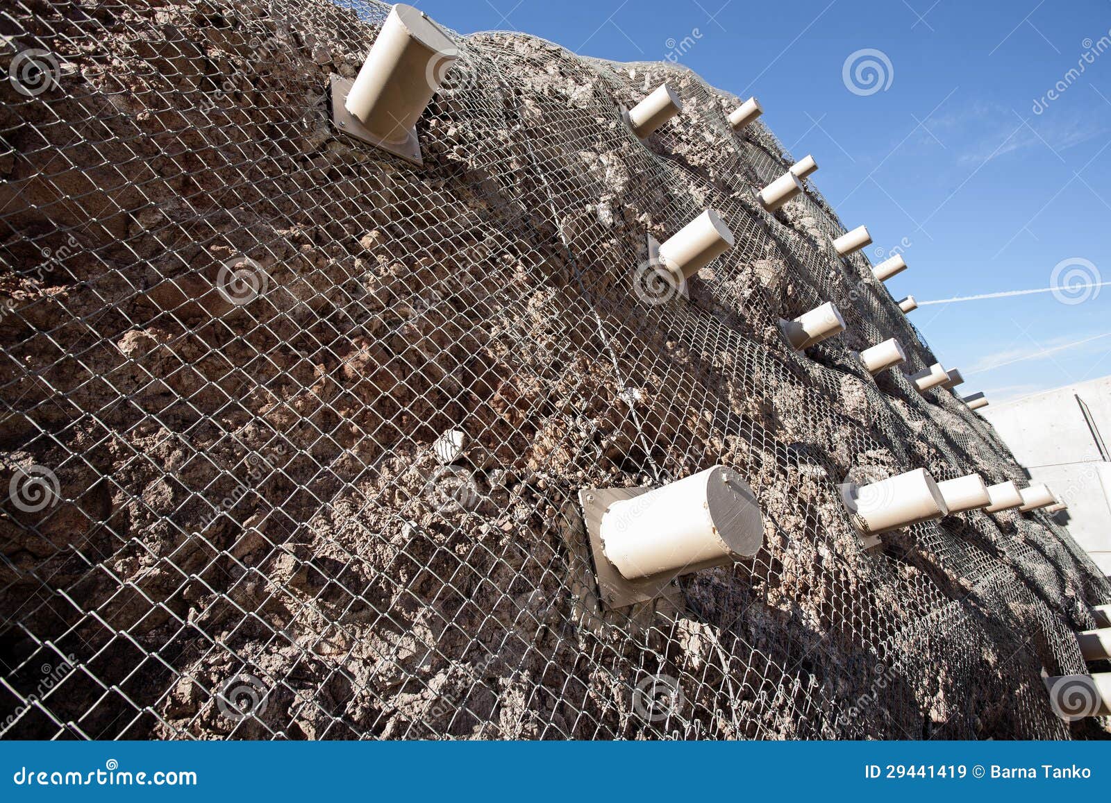 Steel Mesh and Anchor Rockfall Protection Stock Image - Image of safety ...
