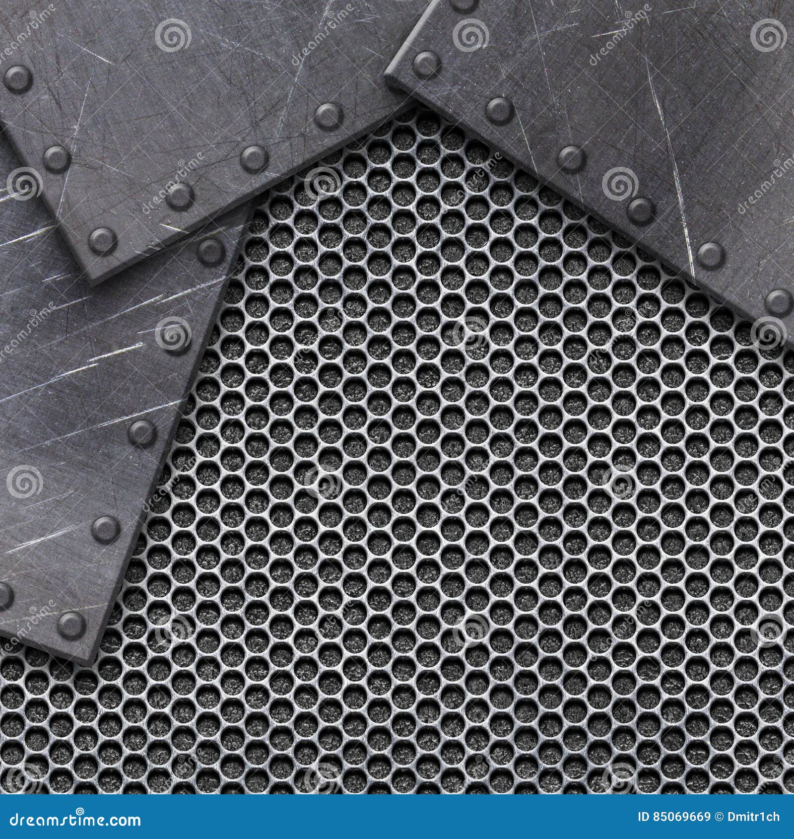 Steel Mesh Pattern with Metal Plates and Rivets Stock Illustration ...