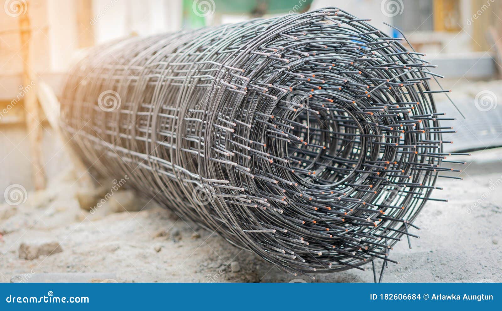 Steel Mesh Roll Laid on the Floor for Construction and Light Orange ...