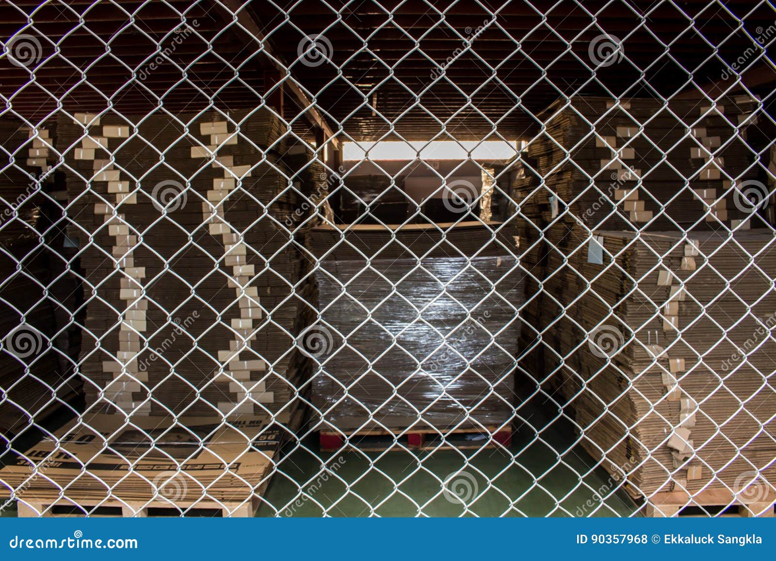 The Steel Mesh Used Protect Inside Warehouse Stock Photo - Image of ...