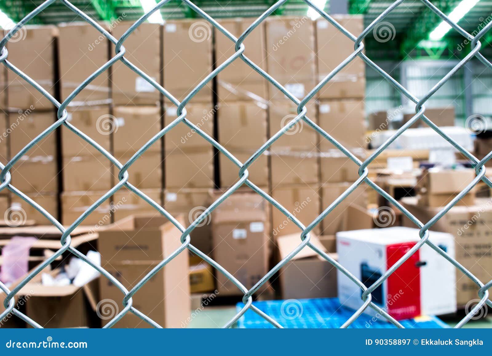 The Steel Mesh Used Protect Inside Warehouse Stock Image - Image of ...