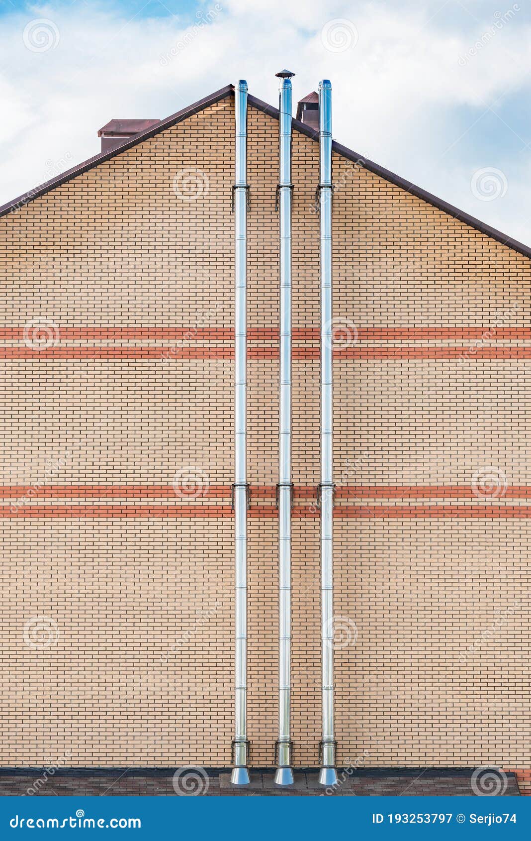 Steel Metal Chimney Pipe on the Wall. Stock Image - Image of detail ...