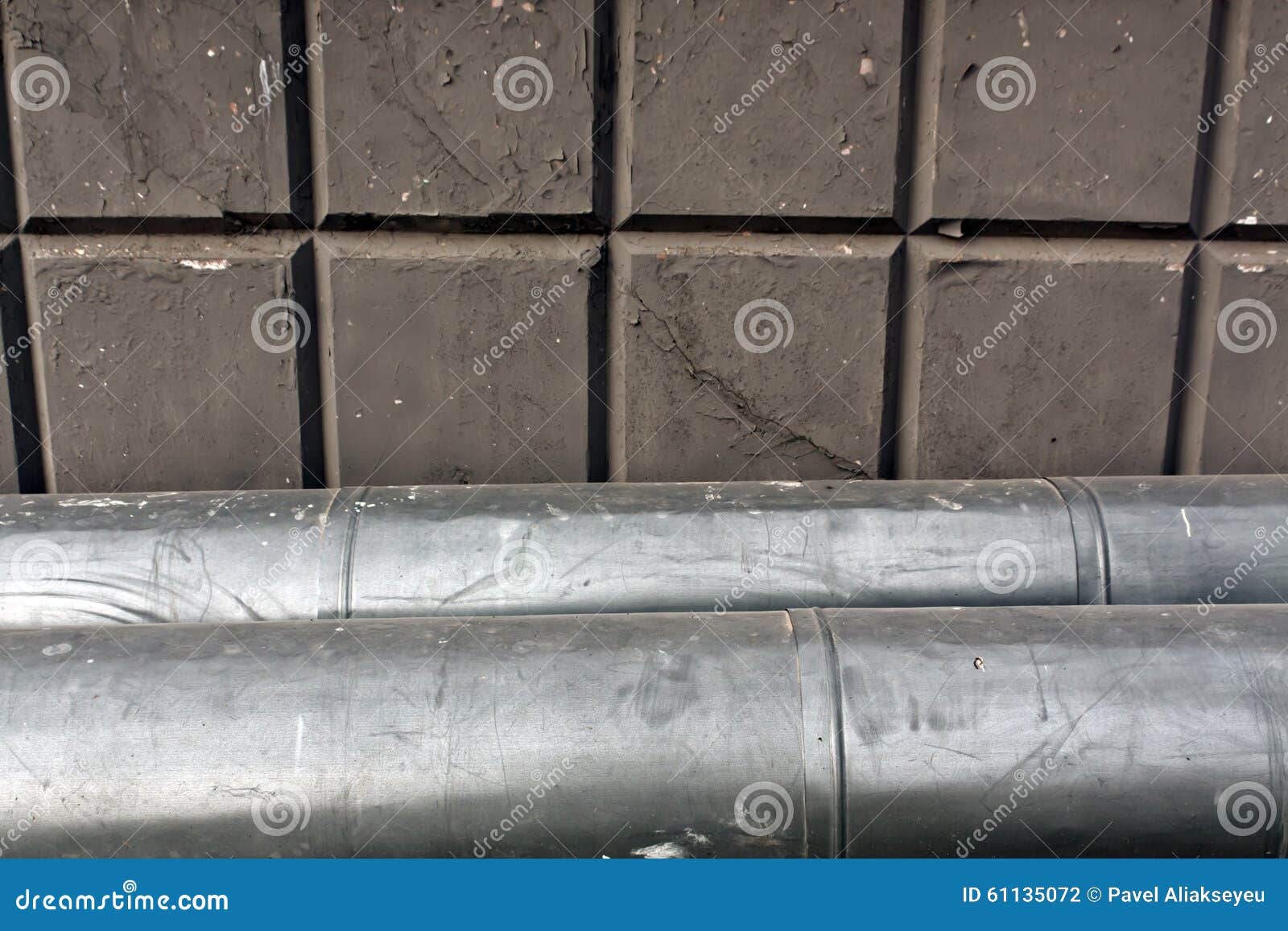 Steel Metal Tubes in Front of Wall. Stock Photo - Image of gray, pipe ...