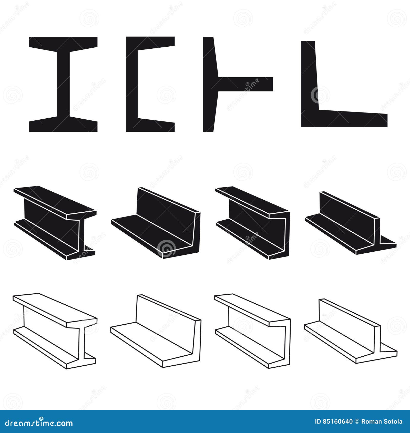Steel Metallurgy Beam Profile Symbol Stock Vector - Illustration of ...